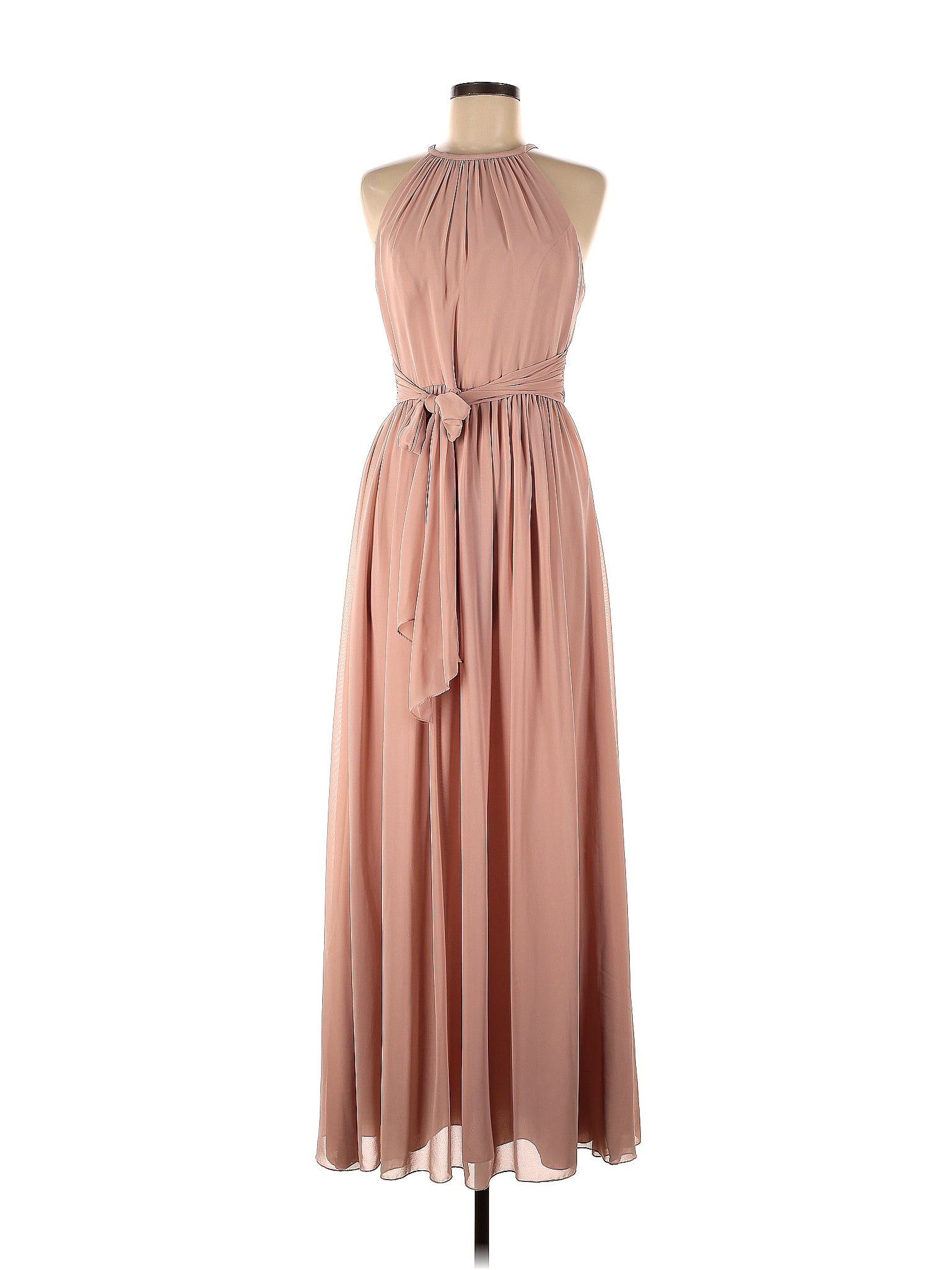 Monique Lhuillier Bridesmaid 100 Polyester Solid Blush Tan Pink