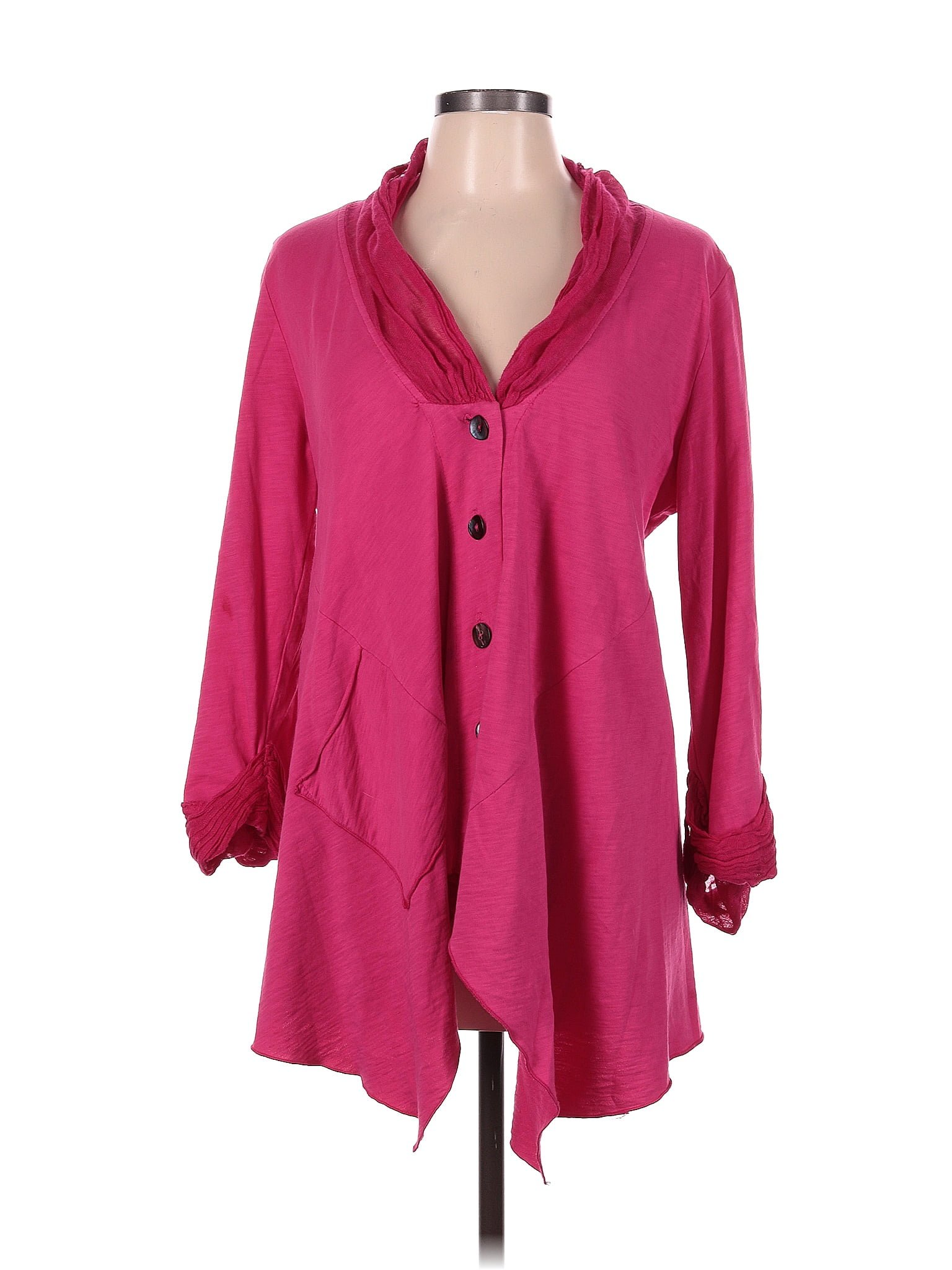 Fenini Solid Pink Long Sleeve Top Size M - 66% off | thredUP