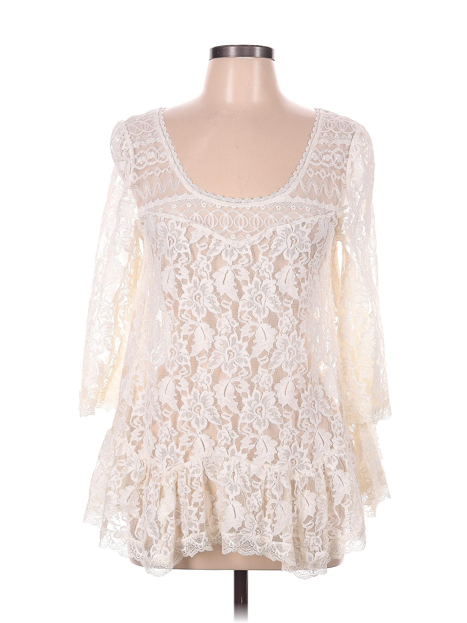 Free People Floral Ivory Long Sleeve Blouse Size M 68 Off Thredup