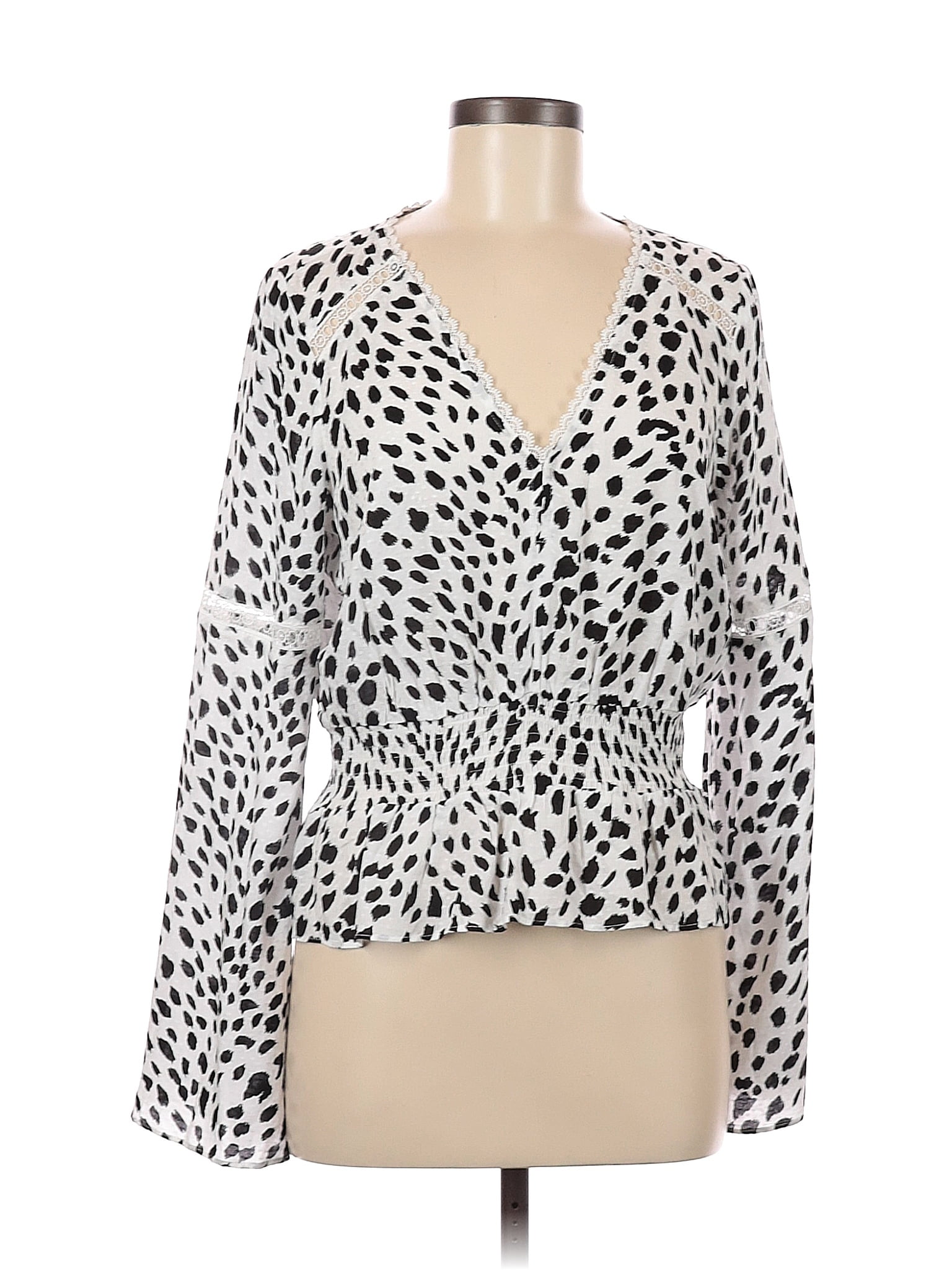 Express 100 Rayon White Ivory Long Sleeve Blouse Size M 70 Off