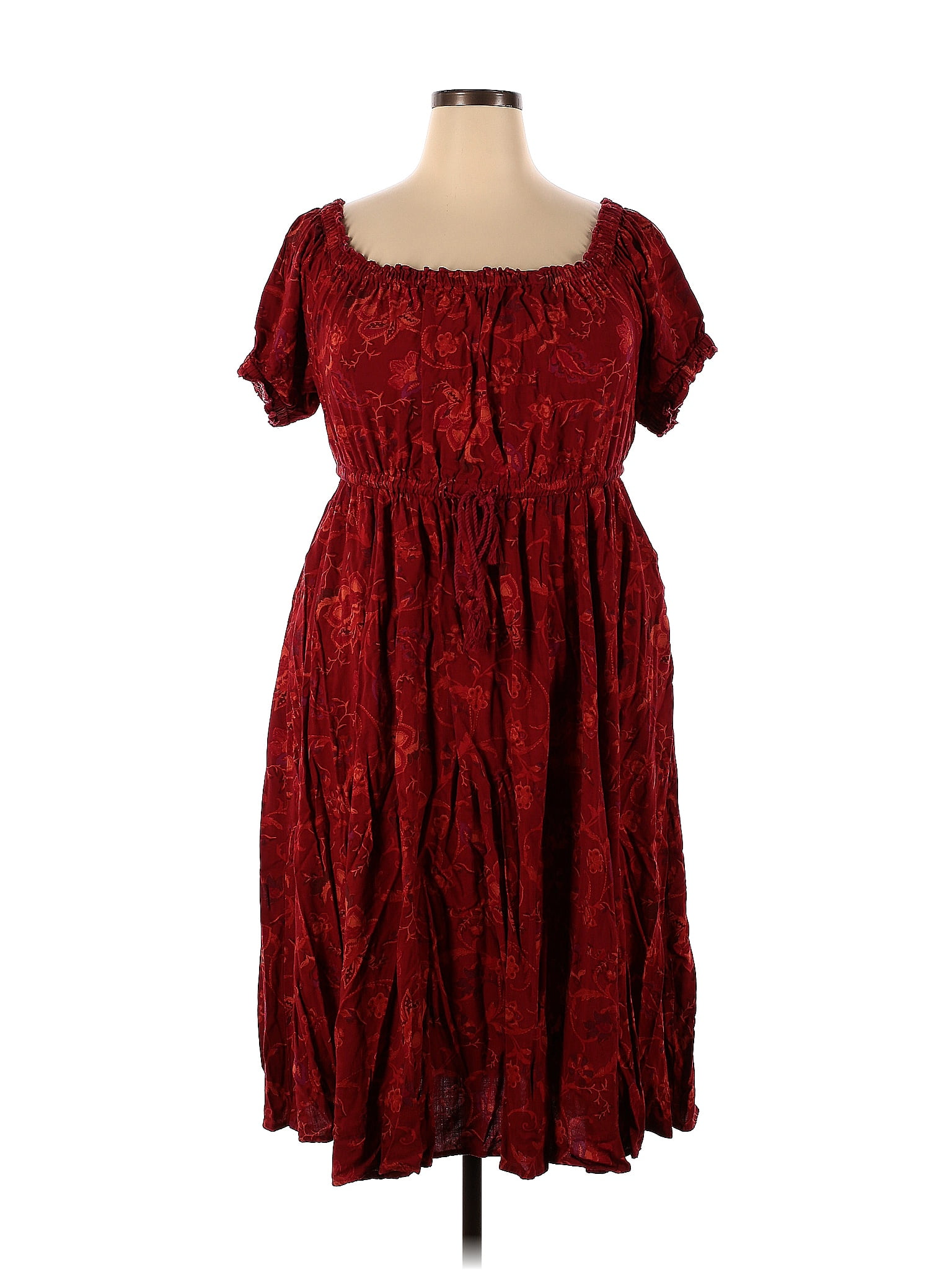 Torrid 100% Rayon Multi Color Burgundy Casual Dress Size 2X Plus (2 ...