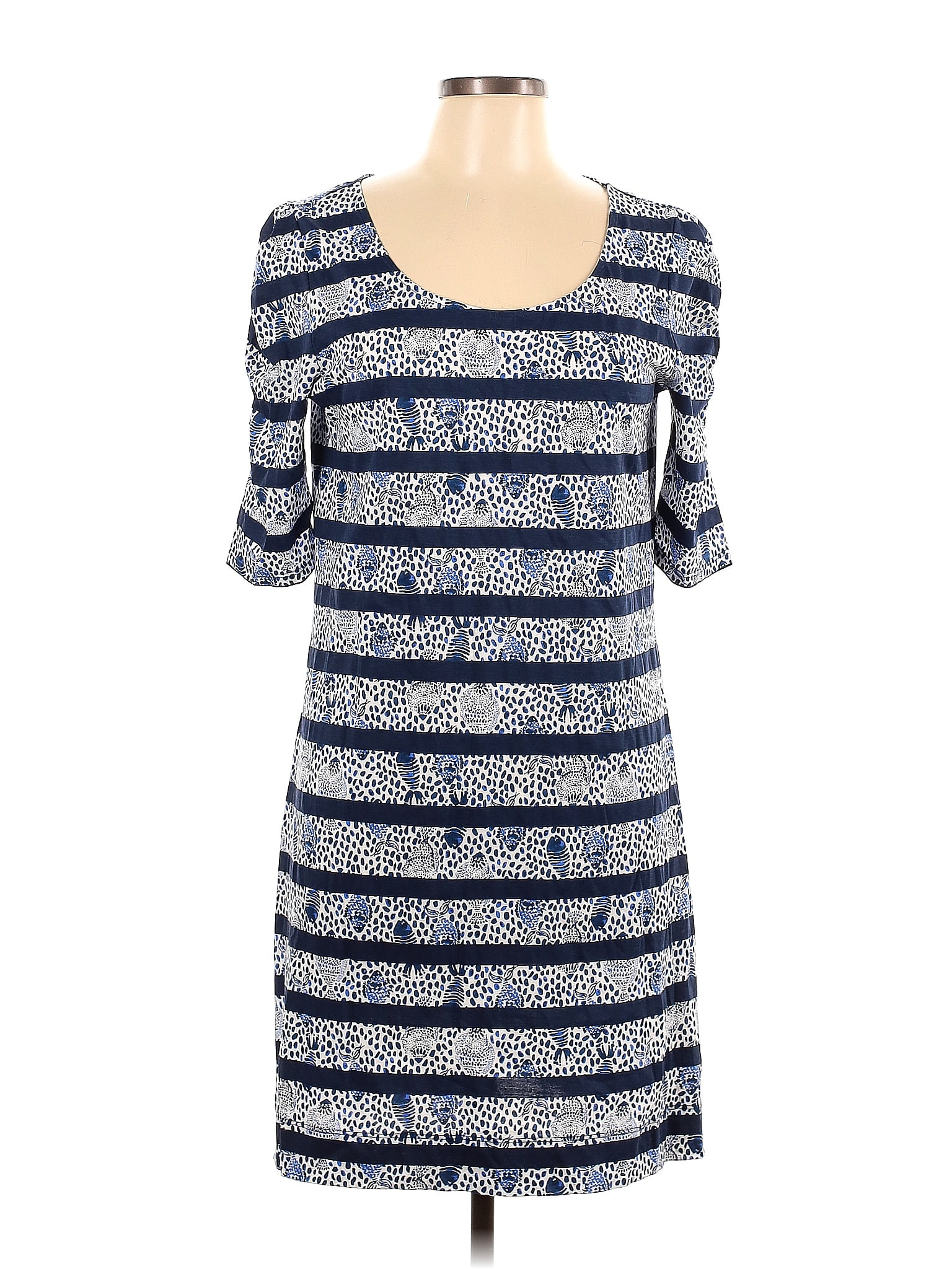 Lilly Pulitzer 100 Cotton Stripes Multi Color Blue Casual Dress Size L