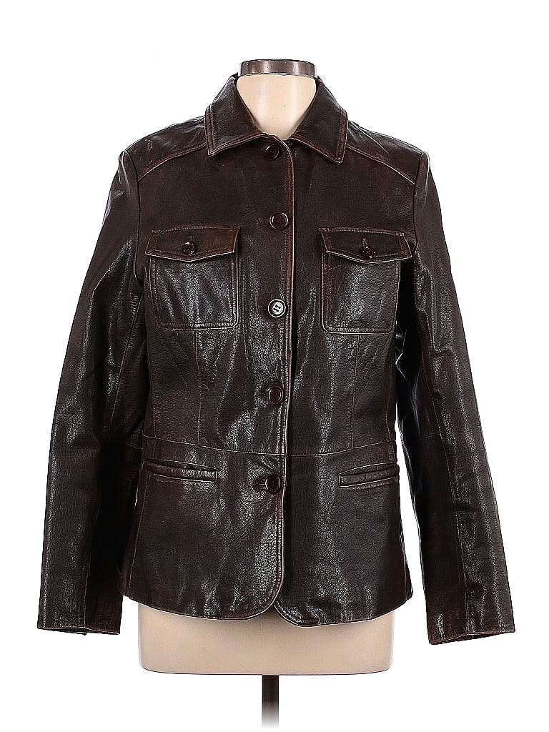 Orvis 100% Leather Solid Brown Leather Jacket Size L - 72% off | thredUP
