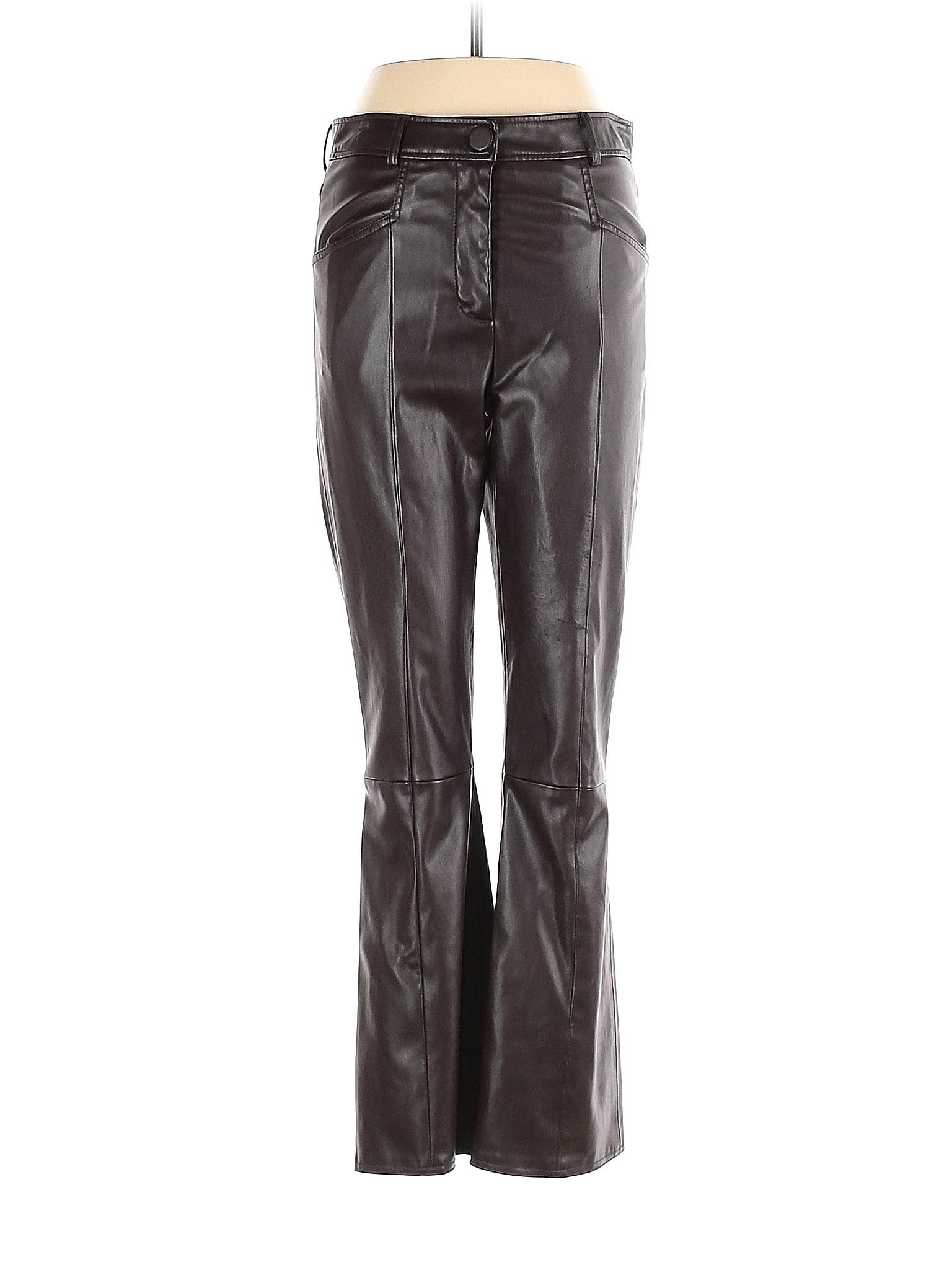 Milly 100% Polyurethane Solid Brown Hellena Faux Leather Pants 27 Waist ...