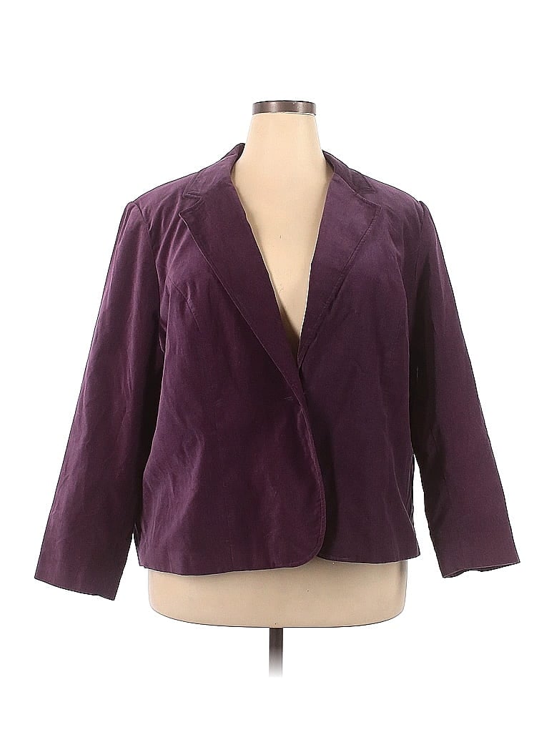 Studio Works 100% Cotton Solid Purple Blazer Size 2X (Plus) - 56% off ...