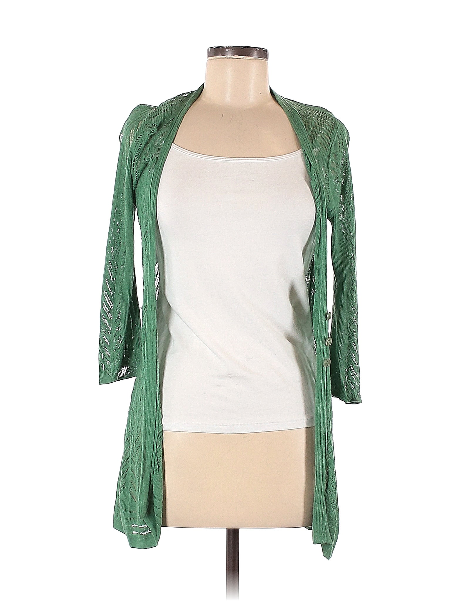 Guinevere Color Block Solid Green Cardigan Size M 67 Off Thredup