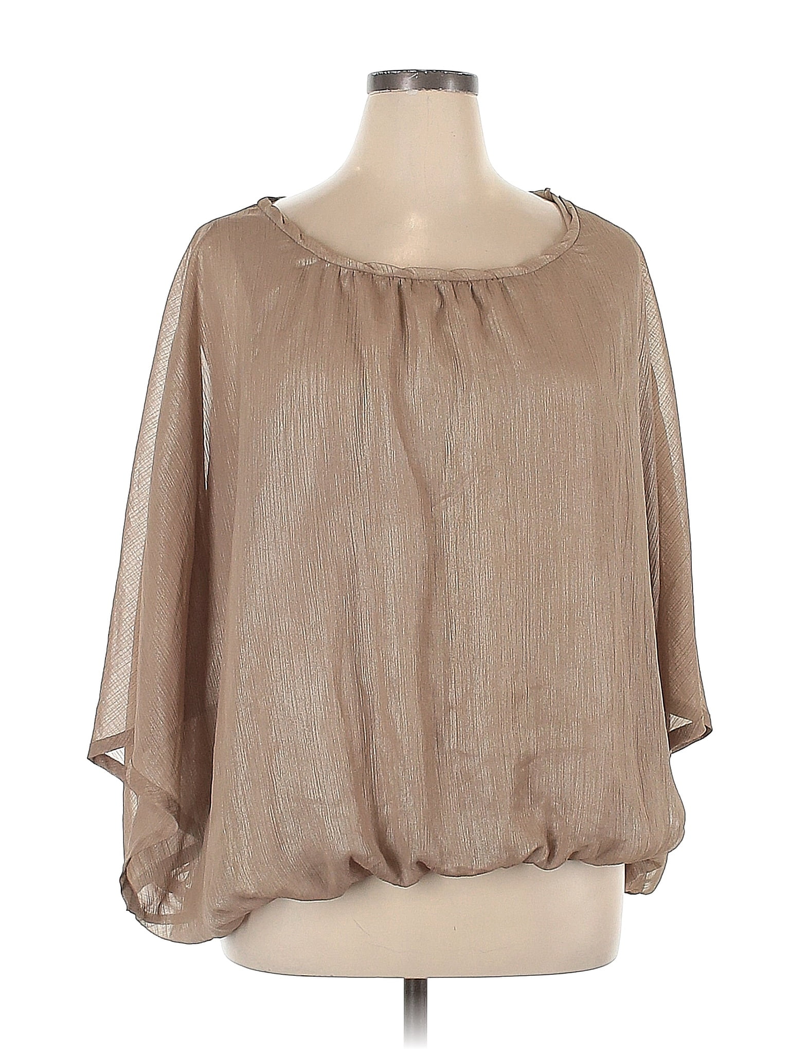 A N A A New Approach 100 Polyester Tan Sleeveless Blouse Size Xl 60