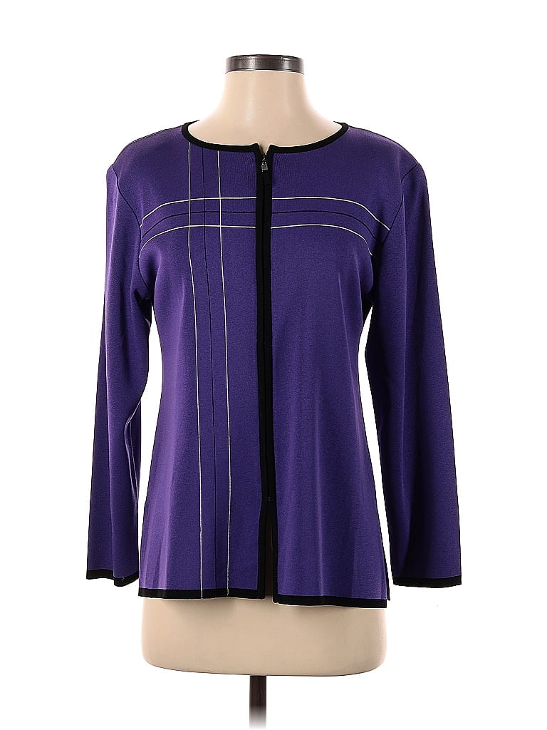 misook 100% Acrylic Color Block Purple Cardigan Size XS (Petite) - 82% ...