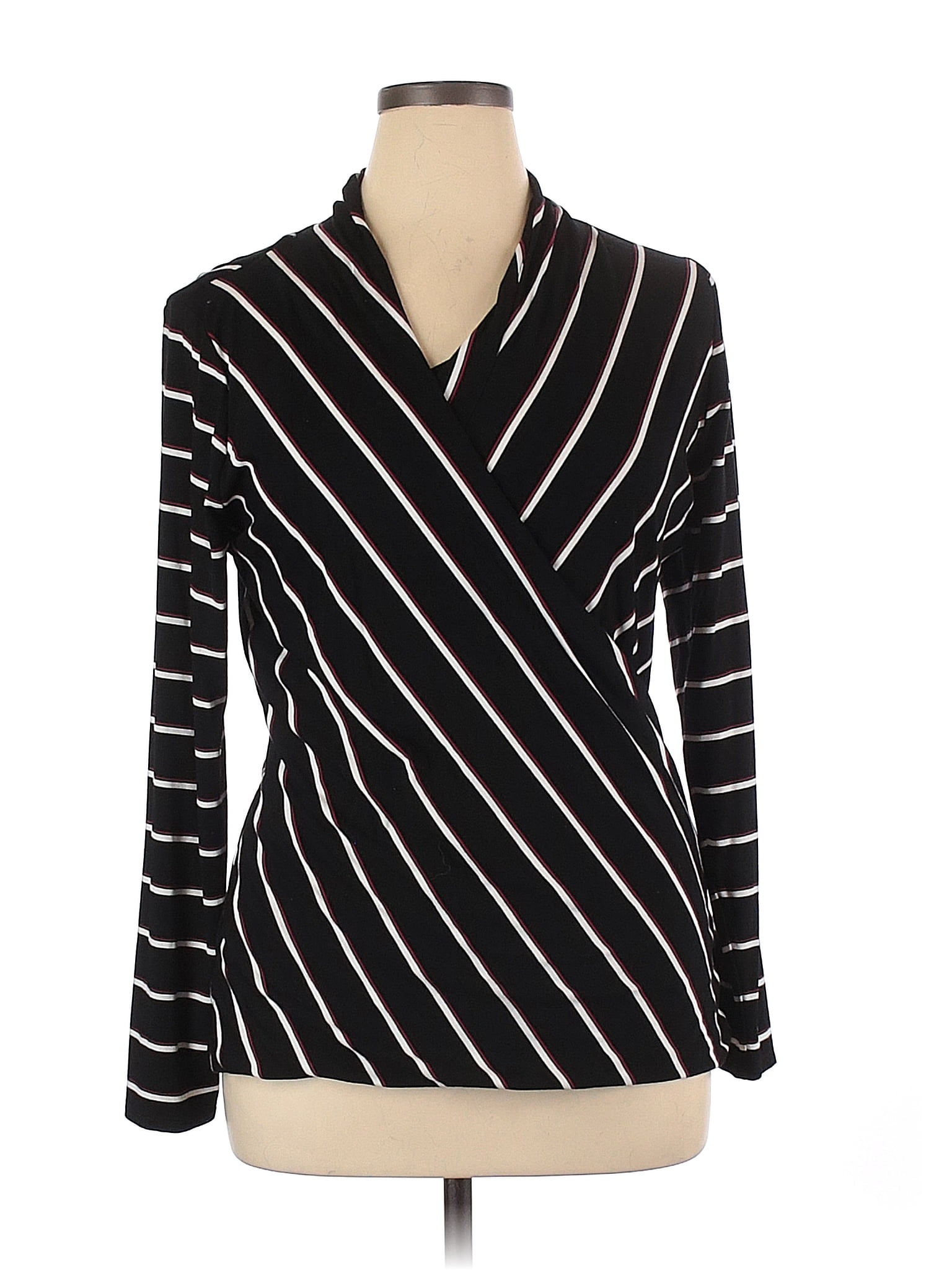 White House Black Market Stripes Black Long Sleeve Top Size XL - 66% ...