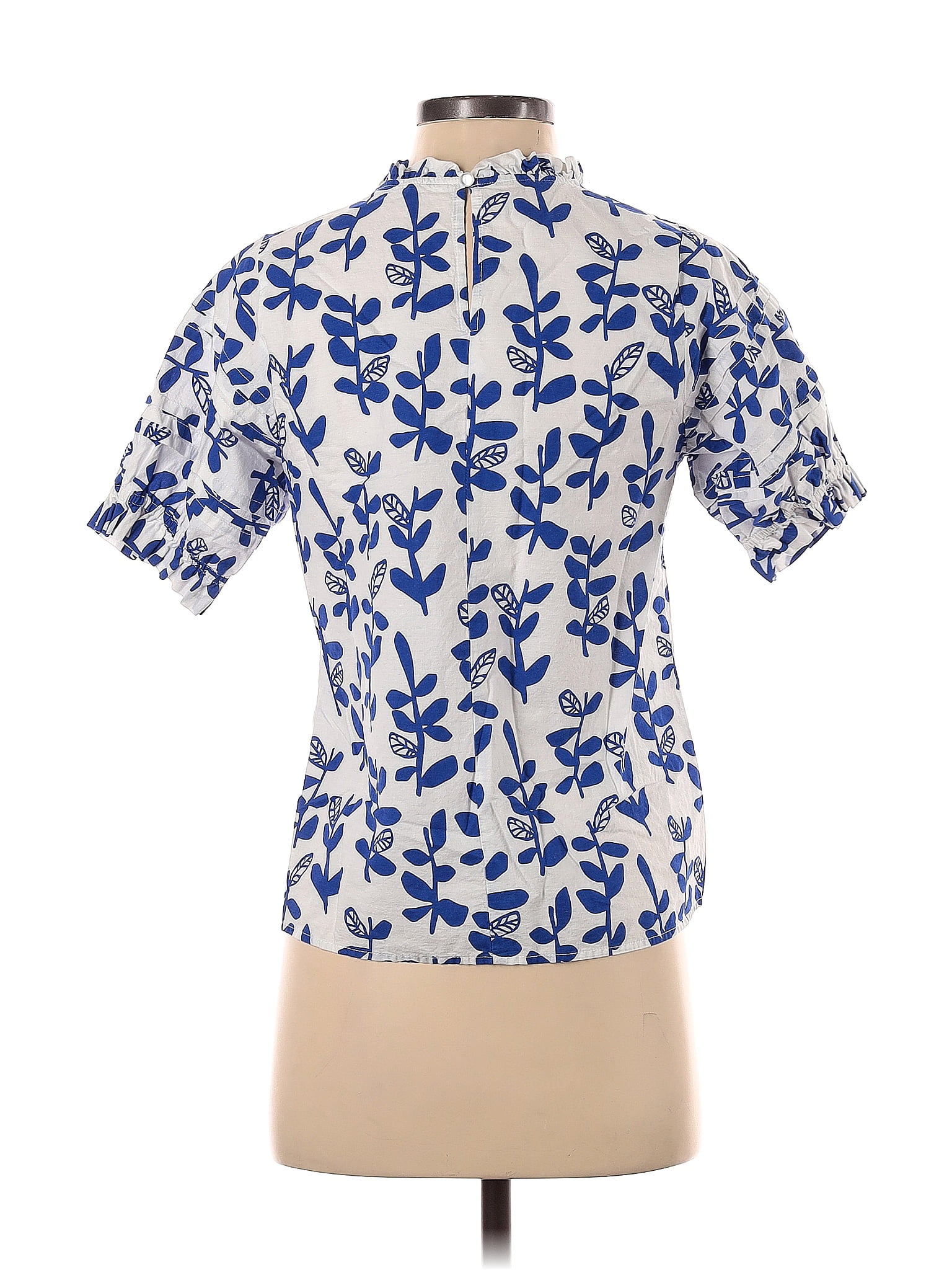 THML 100% Cotton Floral White Blue Short Sleeve Blouse Size S - 50% off ...