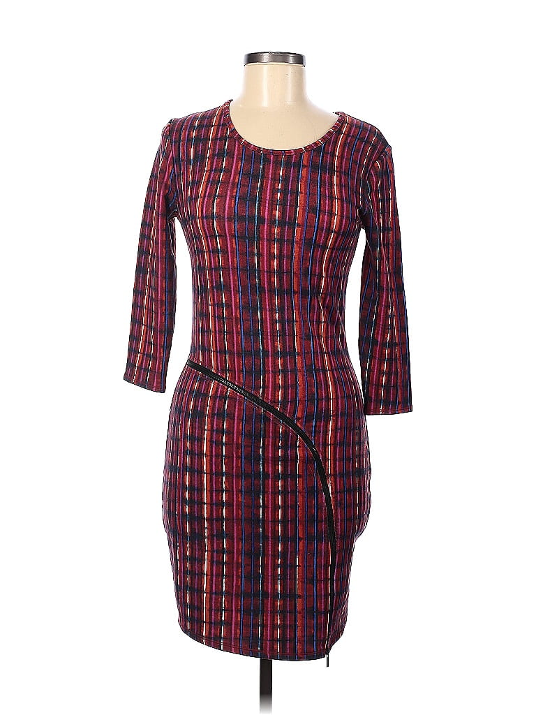 Rachel Rachel Roy Plaid Multi Color Burgundy Casual Dress Size M 69