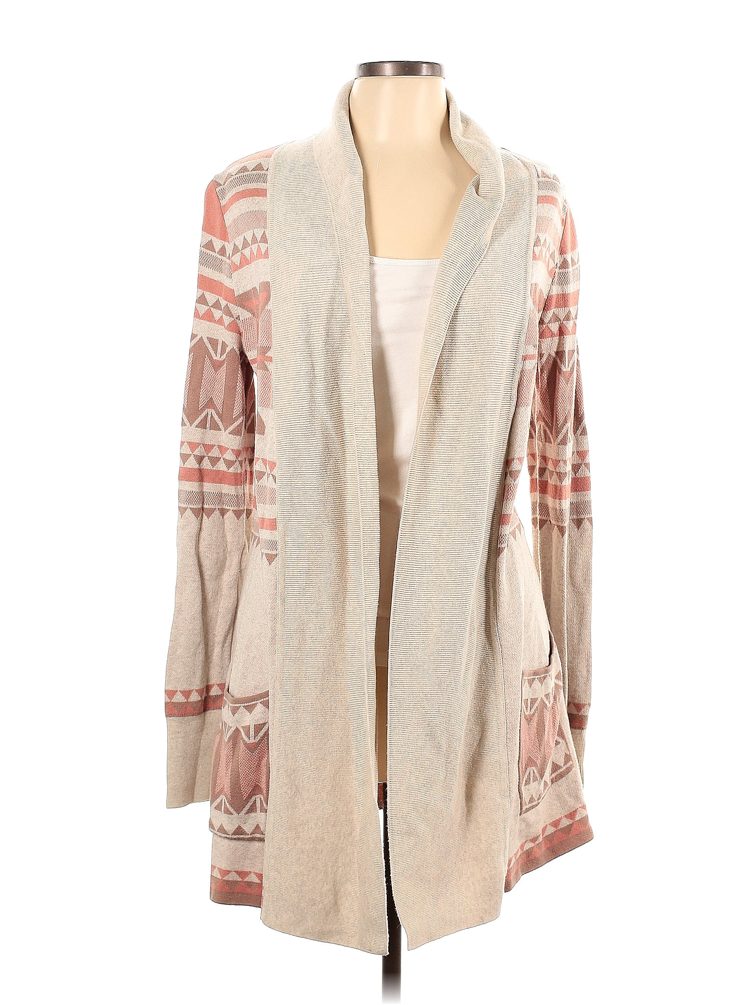 Yes Lola 100% Cotton Color Block Tan Cardigan Size L - 68% off | thredUP