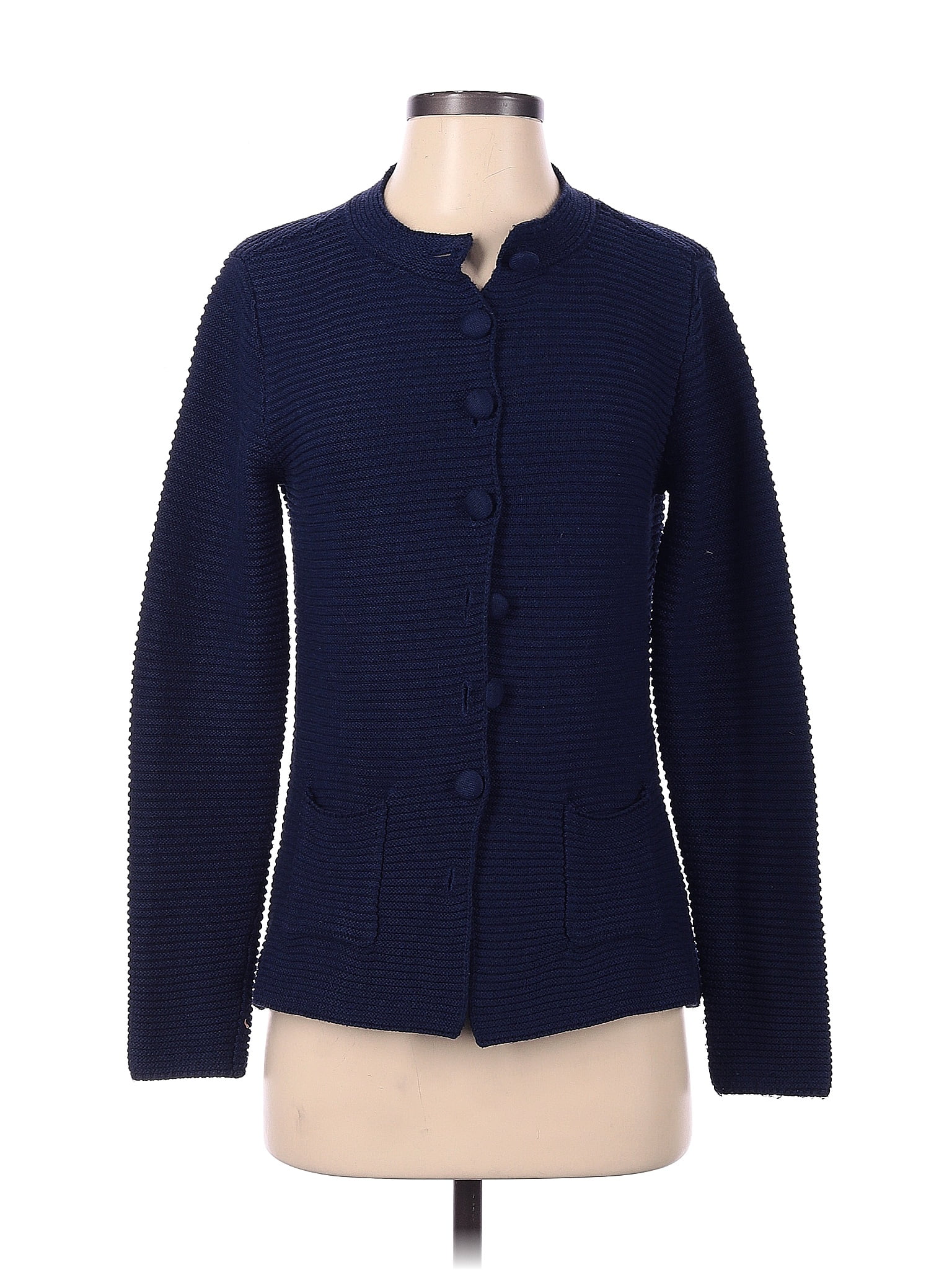 Evolution by Cyrus Color Block Solid Navy Blue Cardigan Size S - 77% ...