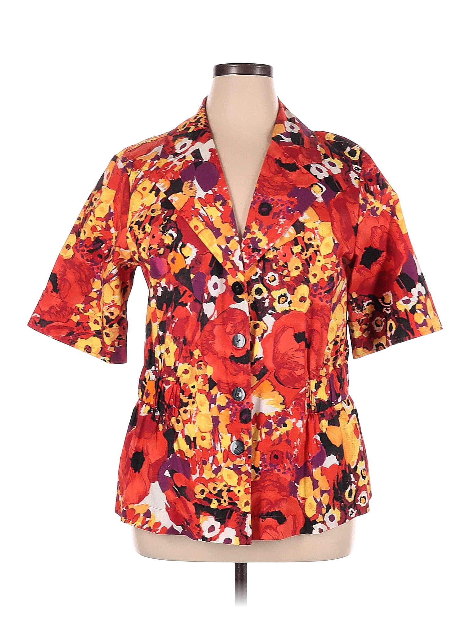 Covington Floral Orange Red Jacket Size XL - 59% off | ThredUp