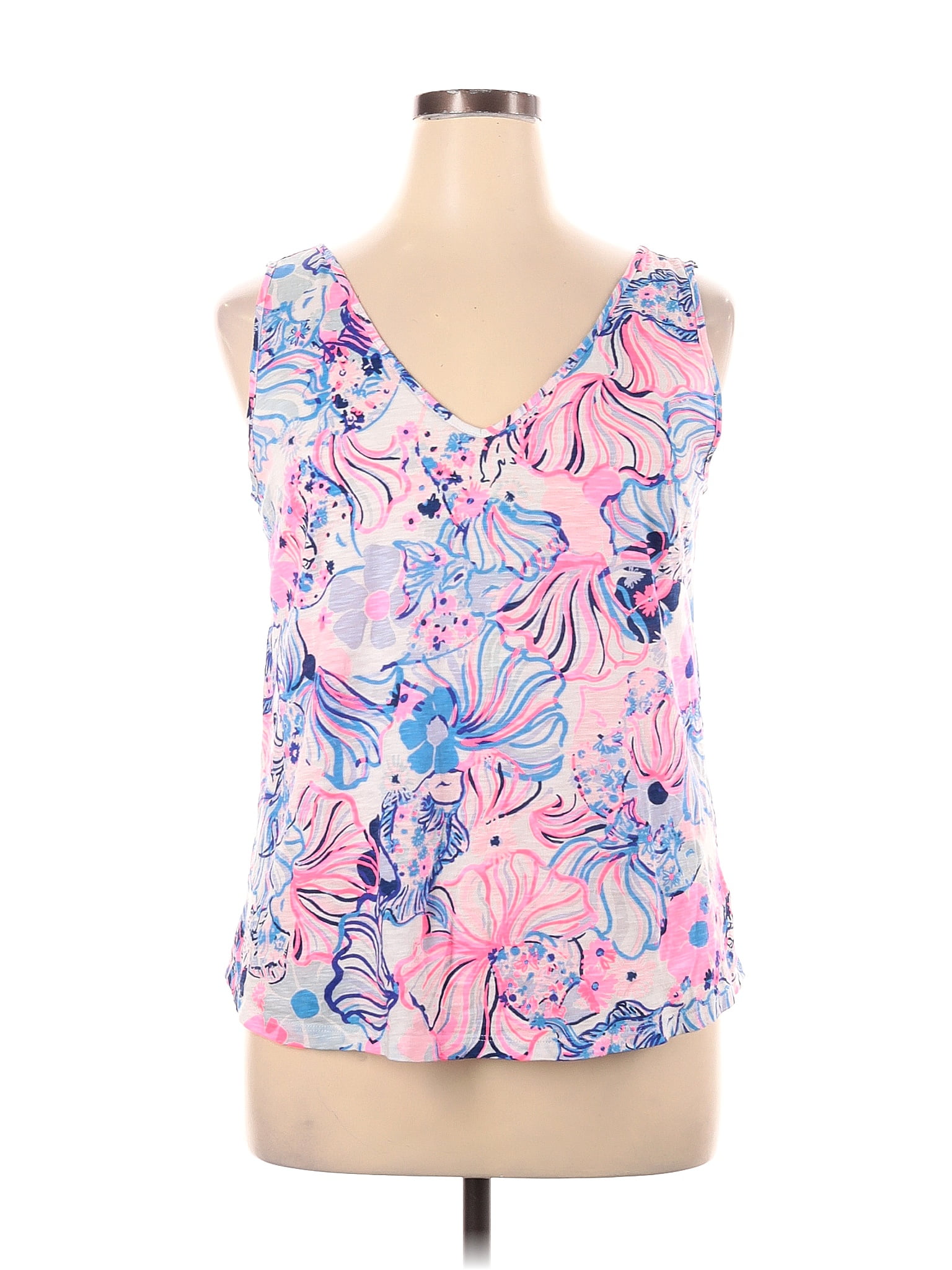 Lilly Pulitzer 100 Cotton Multi Color Pink Tank Top Size Xl 55 Off