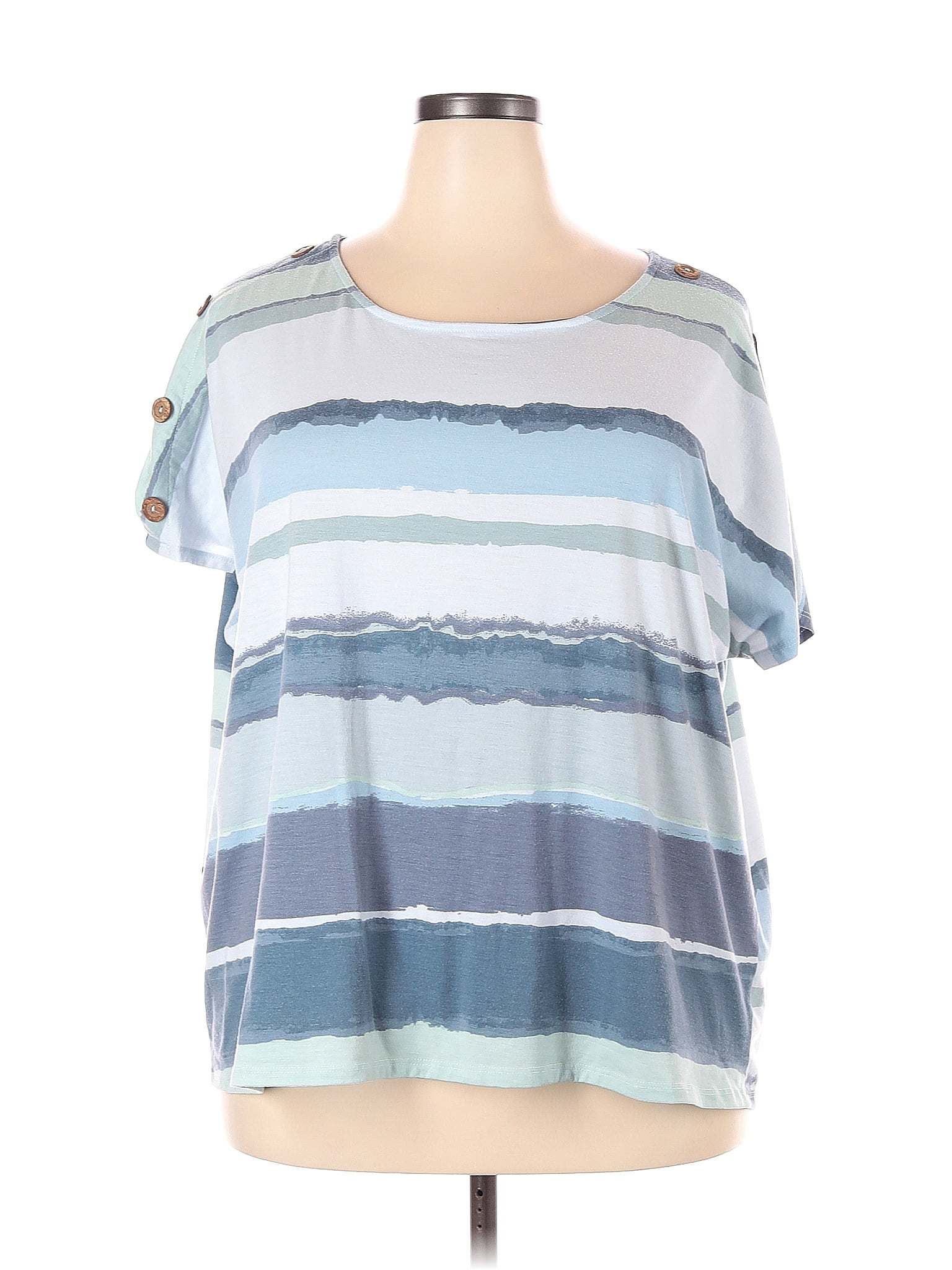 Truself Blue Short Sleeve Blouse Size 3x Plus 57 Off Thredup