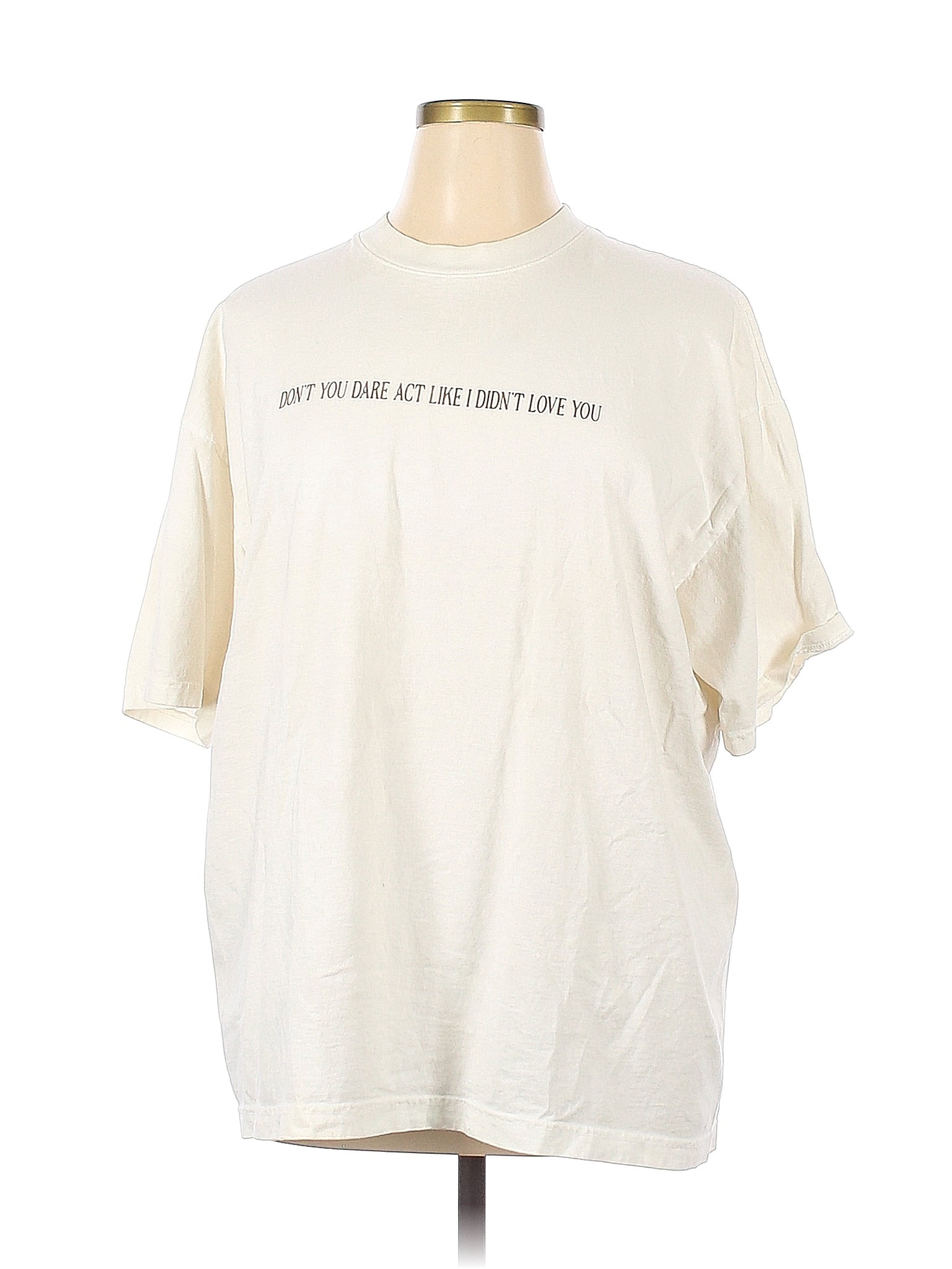 Assorted Brands 100% Cotton Graphic Solid Ivory Short Sleeve T-Shirt ...