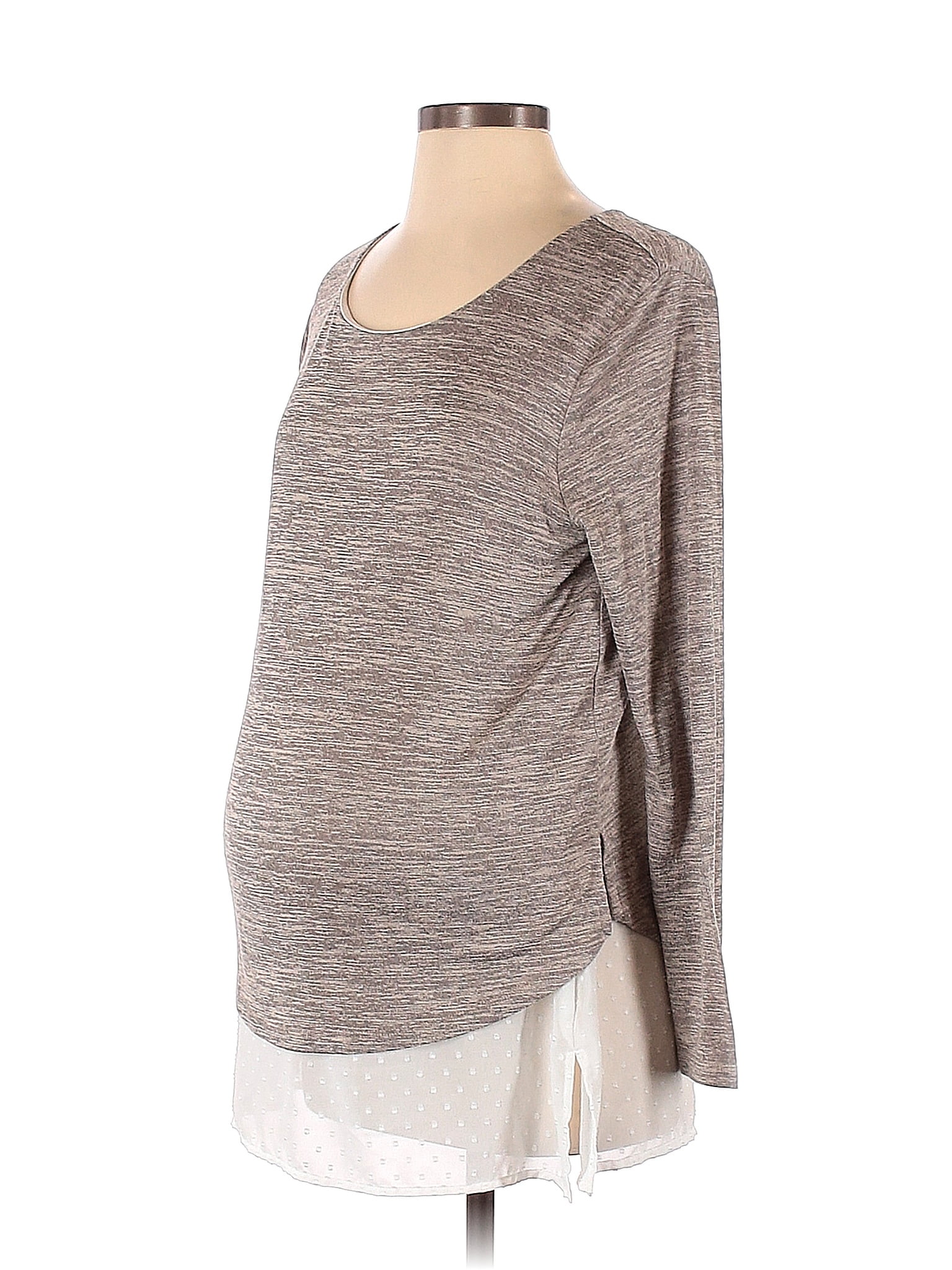 Seraphine Marled Tan Gray Long Sleeve Blouse Size S (Maternity) - 69% ...