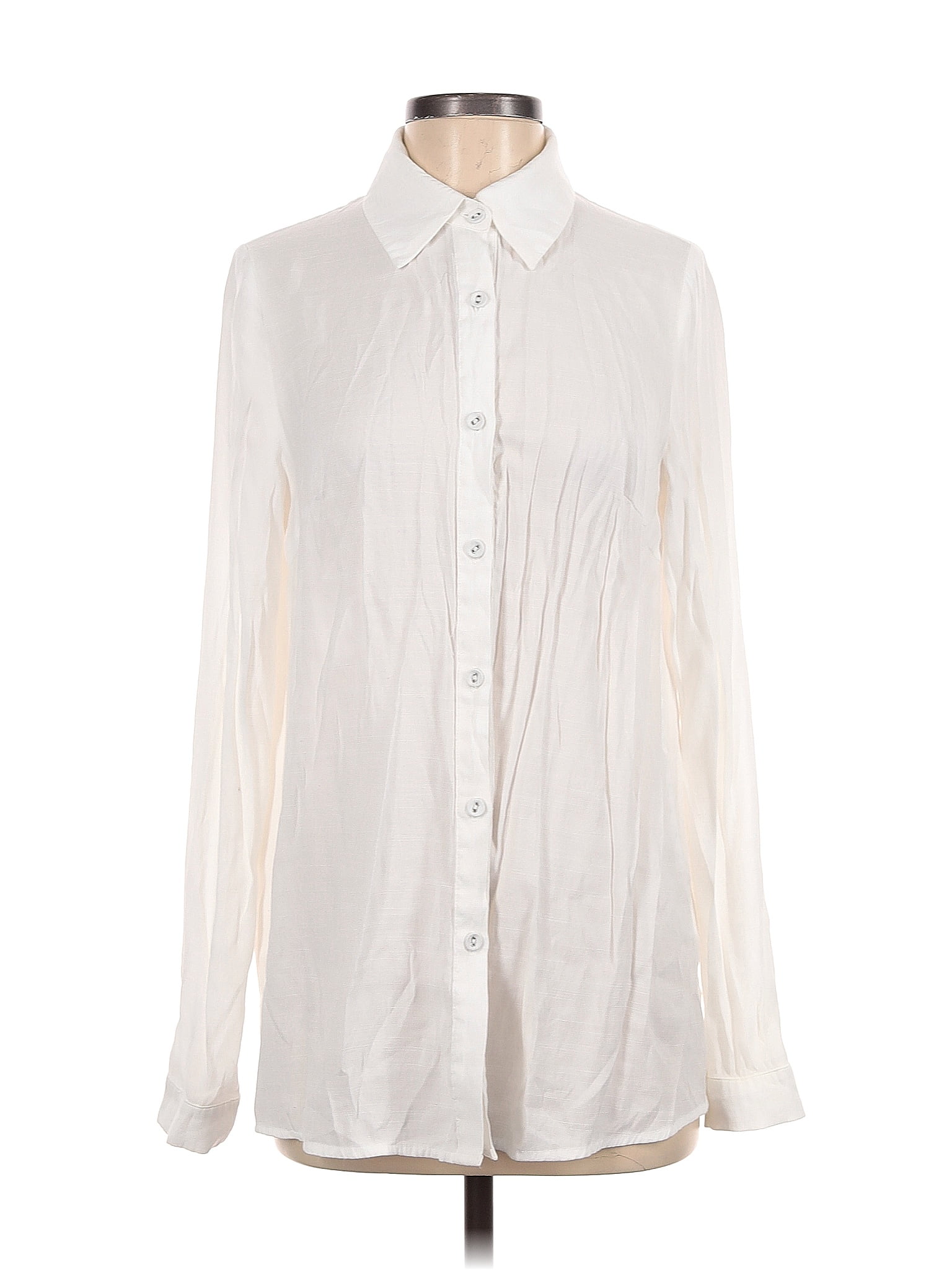Princess Polly 100 Rayon Color Block Solid White Ivory Long Sleeve