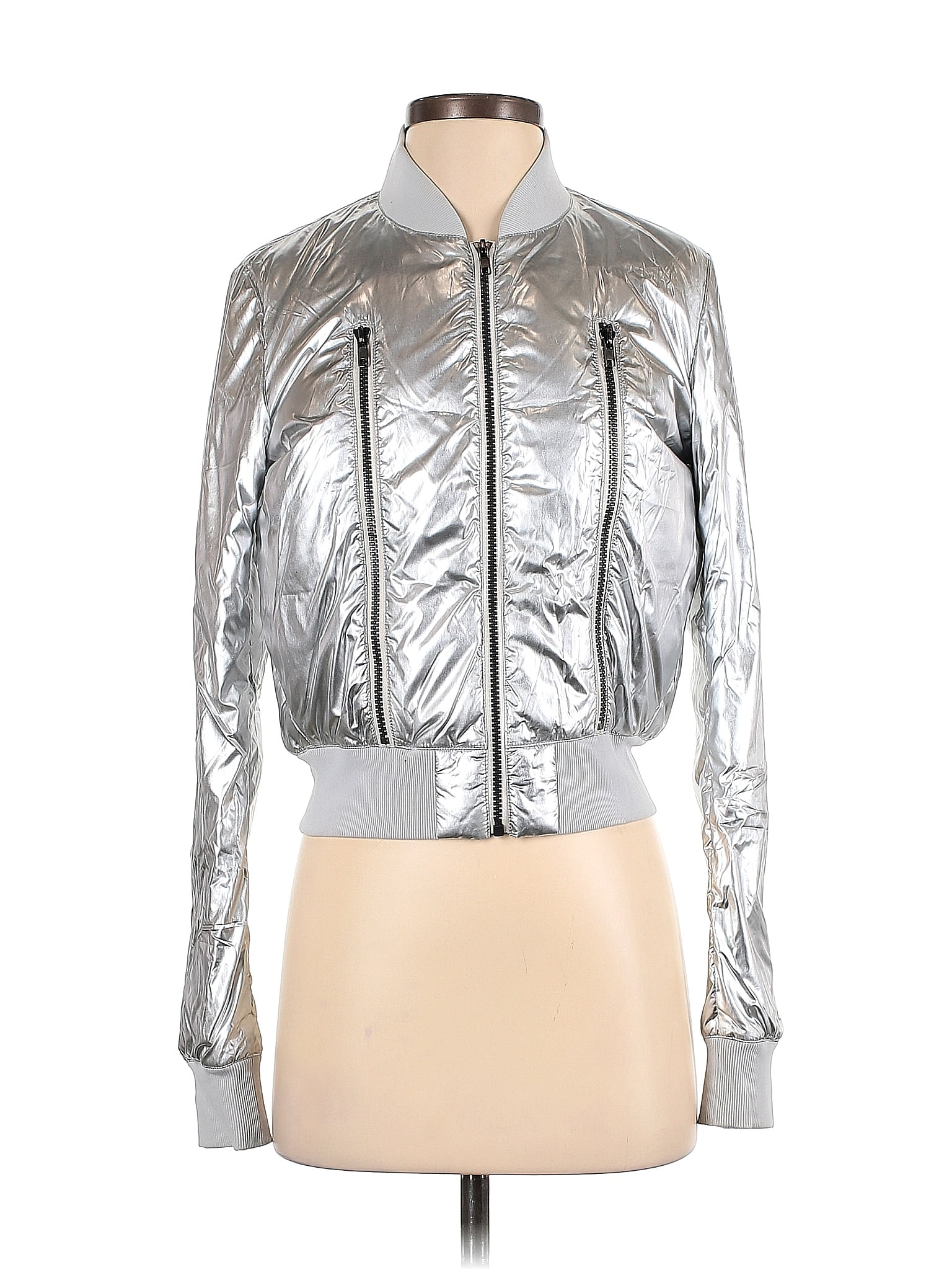 Alo Solid Metallic Silver Jacket Size XS - 54% off | thredUP