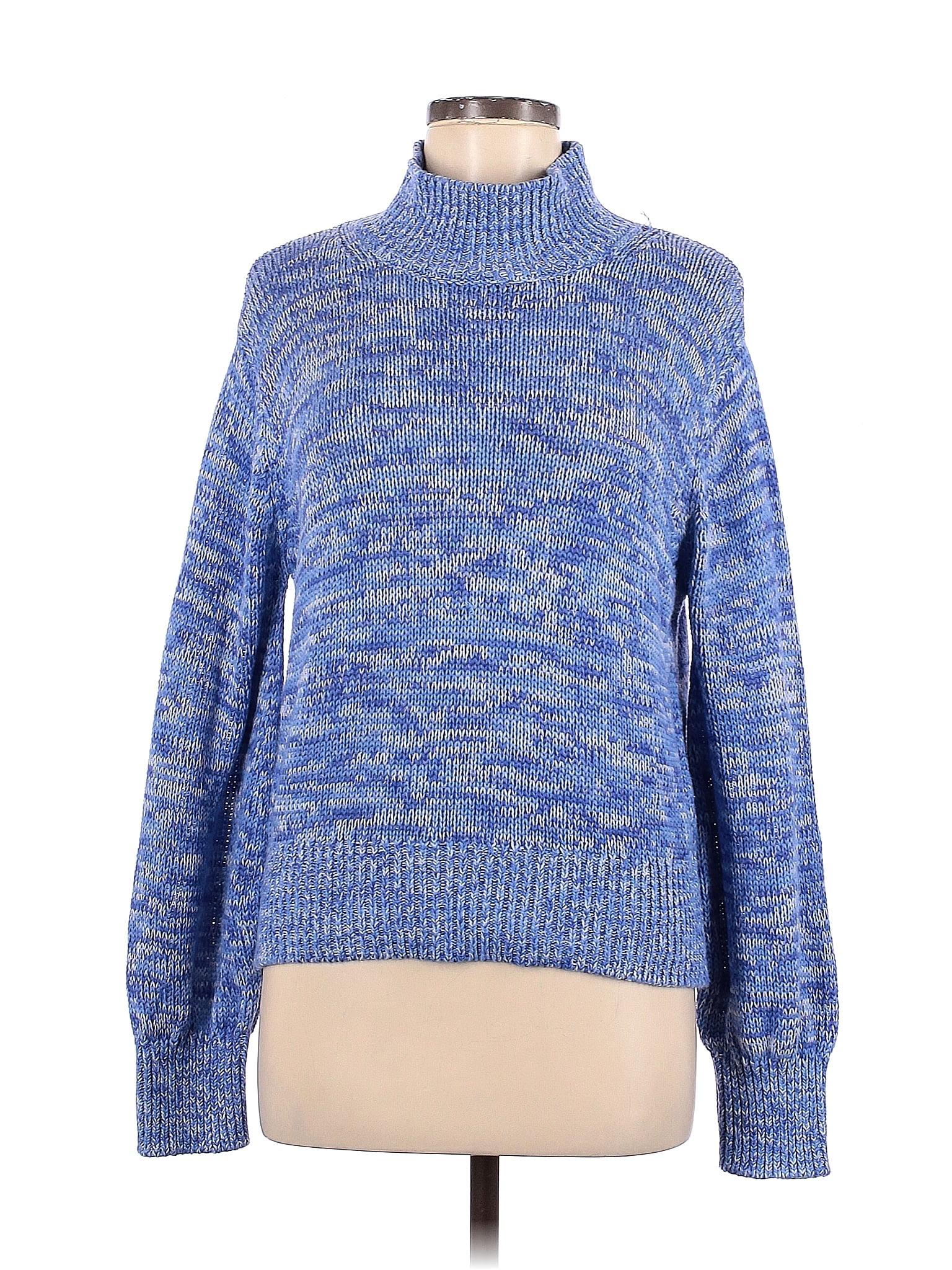 French Connection Color Block Marled Blue Turtleneck Sweater Size M ...