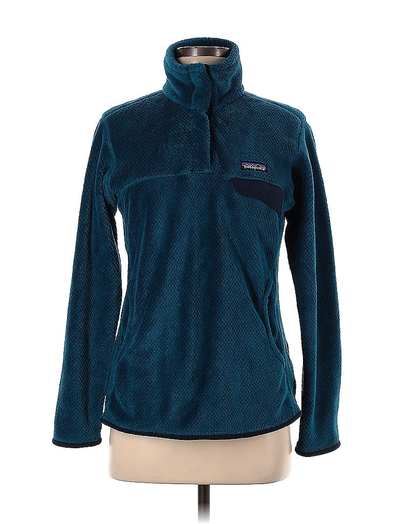 Patagonia 100% Polyester Solid Teal Fleece Size M - 64% off | thredUP