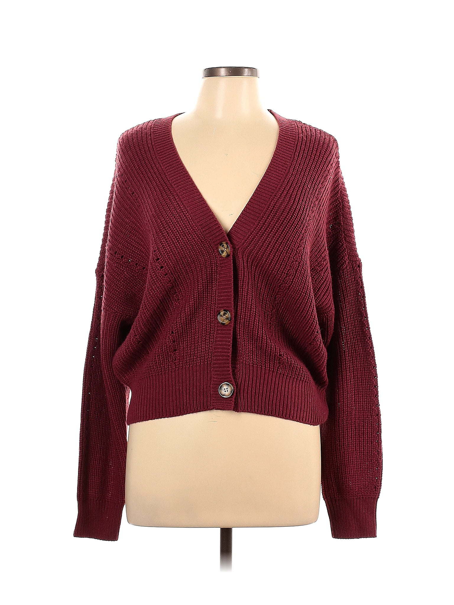 Garage Burgundy Cardigan Size L - 58% off | thredUP