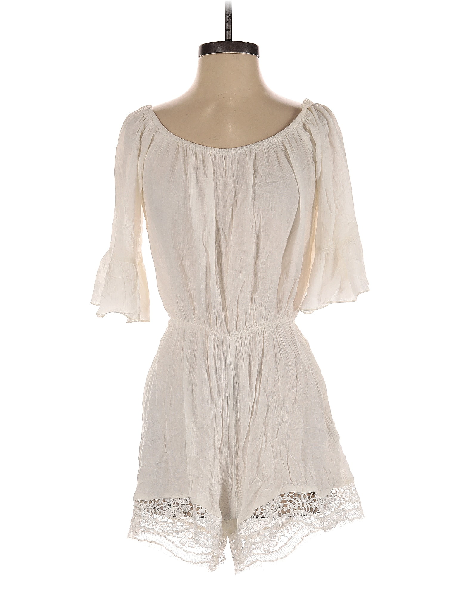 Amiana 100% Rayon Solid Ivory Romper Size M - 60% off | ThredUp