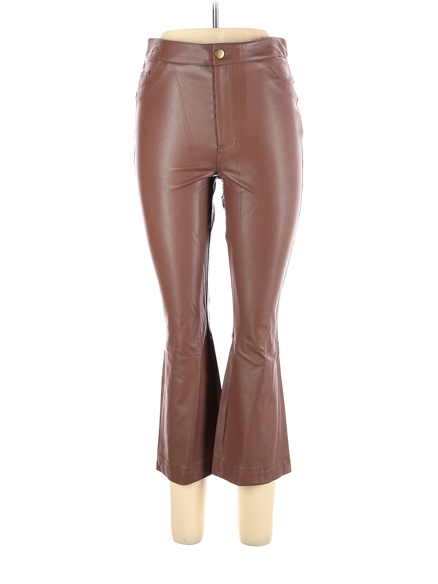 Halogen X Atlantic-Pacific 100% Polyurethane Brown Faux Leather Pants ...