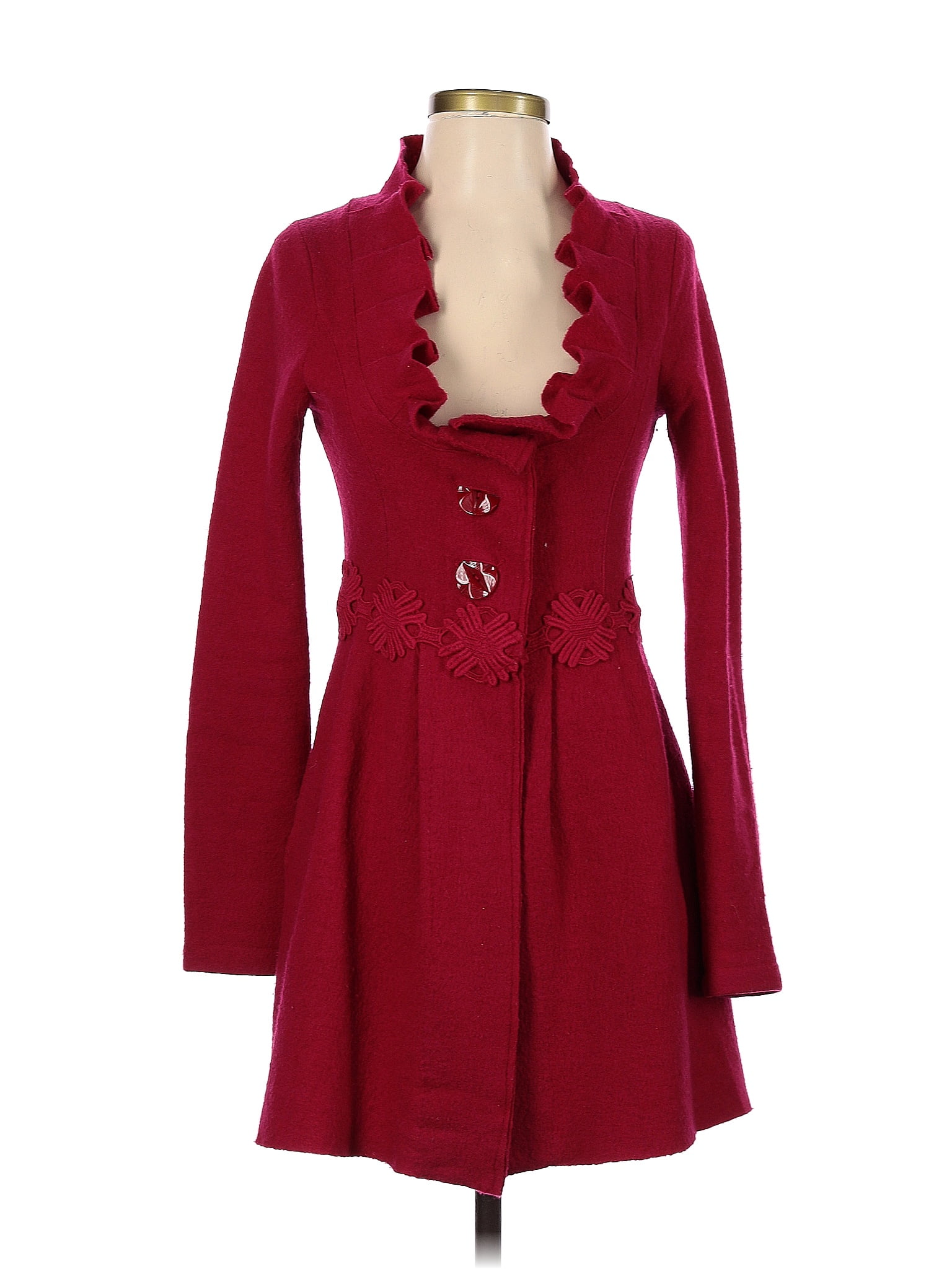 Charlie & Robin 100% Laine (wool) Red Wool Coat Size S - 75% off | thredUP