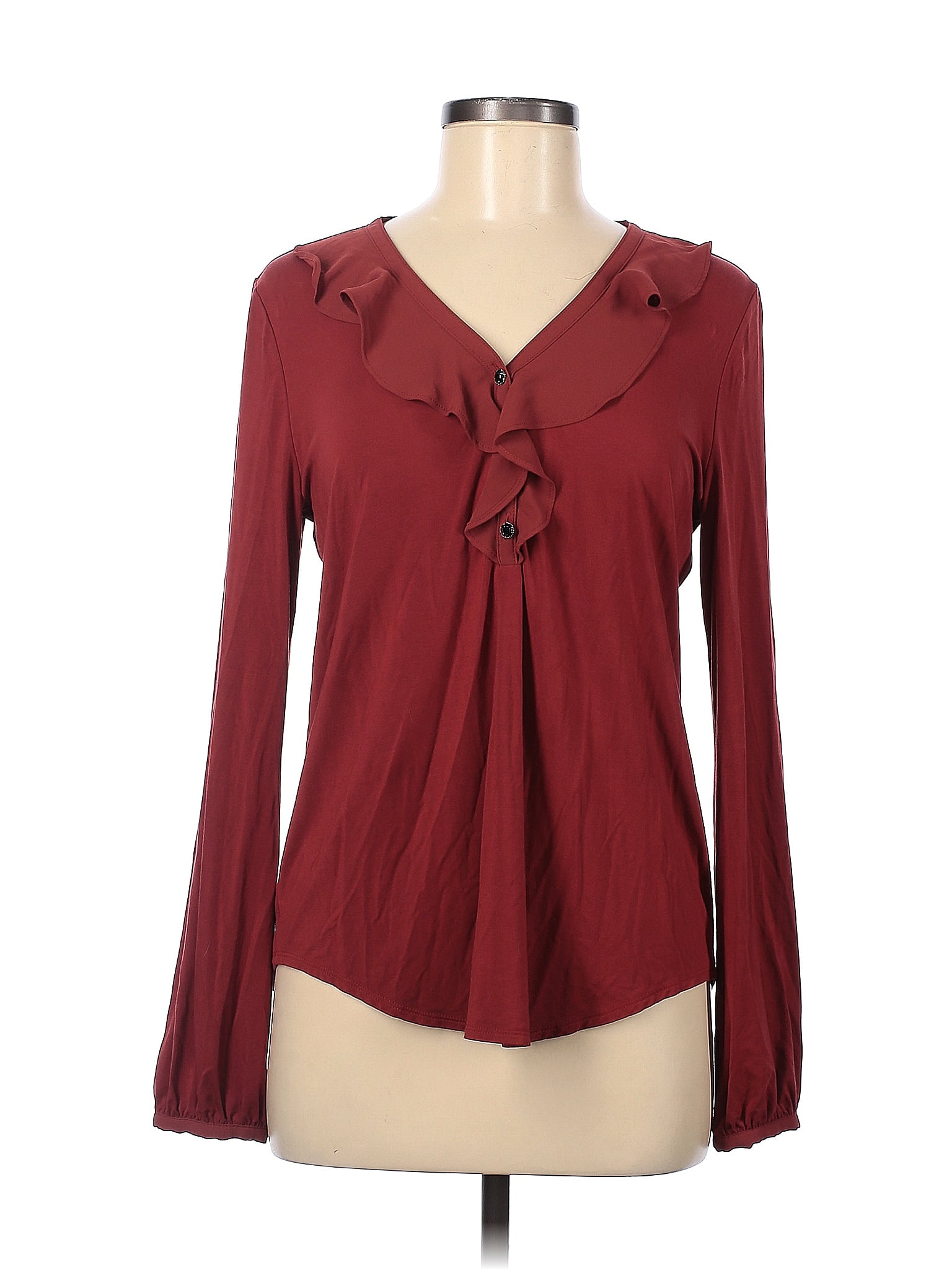 White House Black Market Burgundy Long Sleeve Top Size M 75 Off