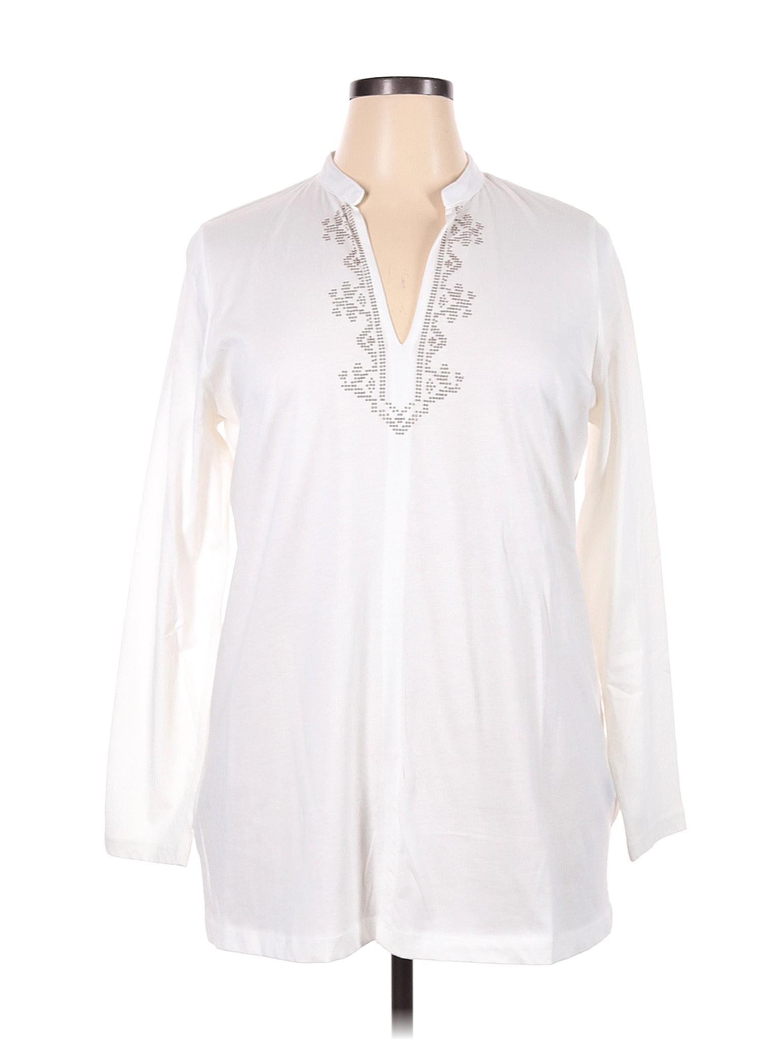 Chaps 100 Cotton White Long Sleeve Blouse Size 1x Plus 39 Off
