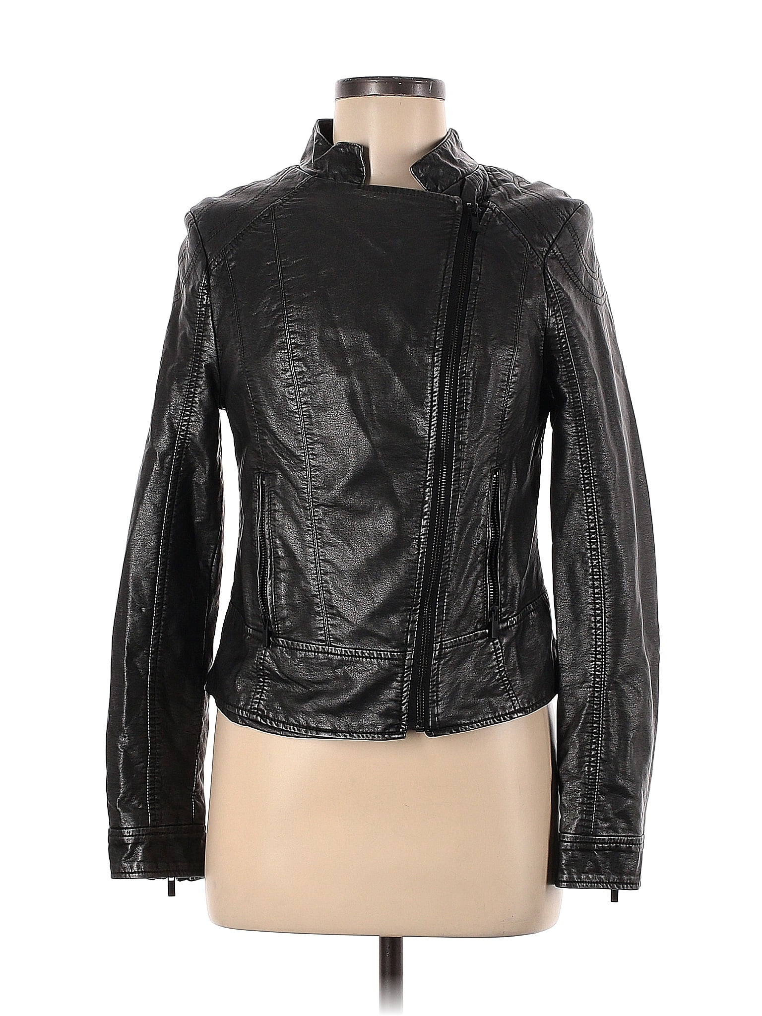Black Rivet 100% Polyurethane Black Faux Leather Jacket Size M - 57% ...