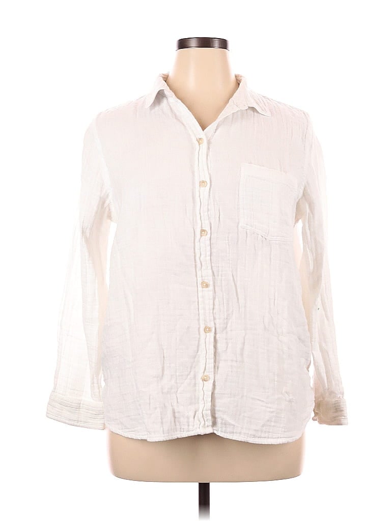 Sonoma Goods for Life 100% Cotton White Ivory Long Sleeve Button-Down Shirt Size XL - 55% off ...