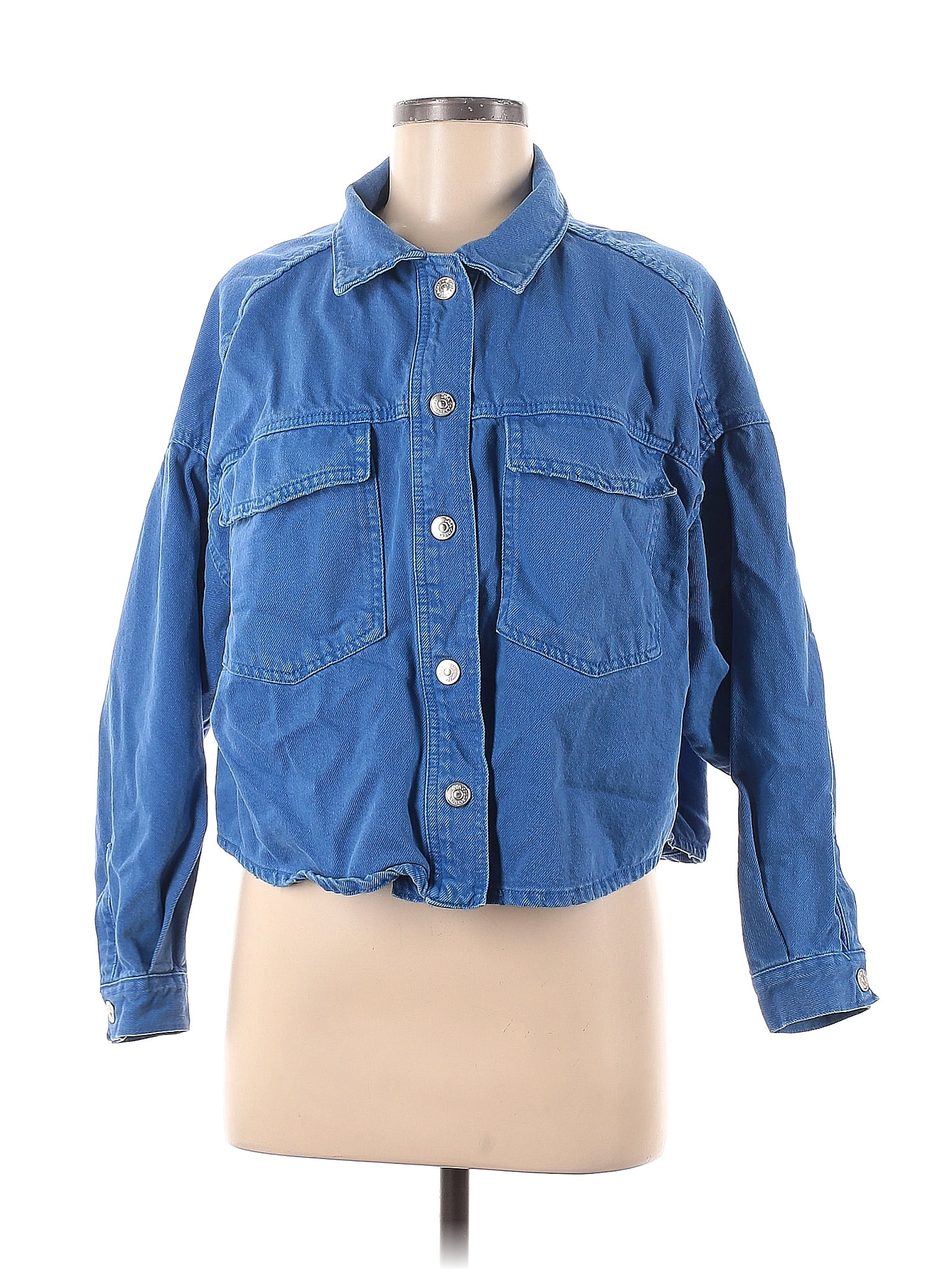 Zara 100 Cotton Blue Denim Jacket Size M 43 Off Thredup