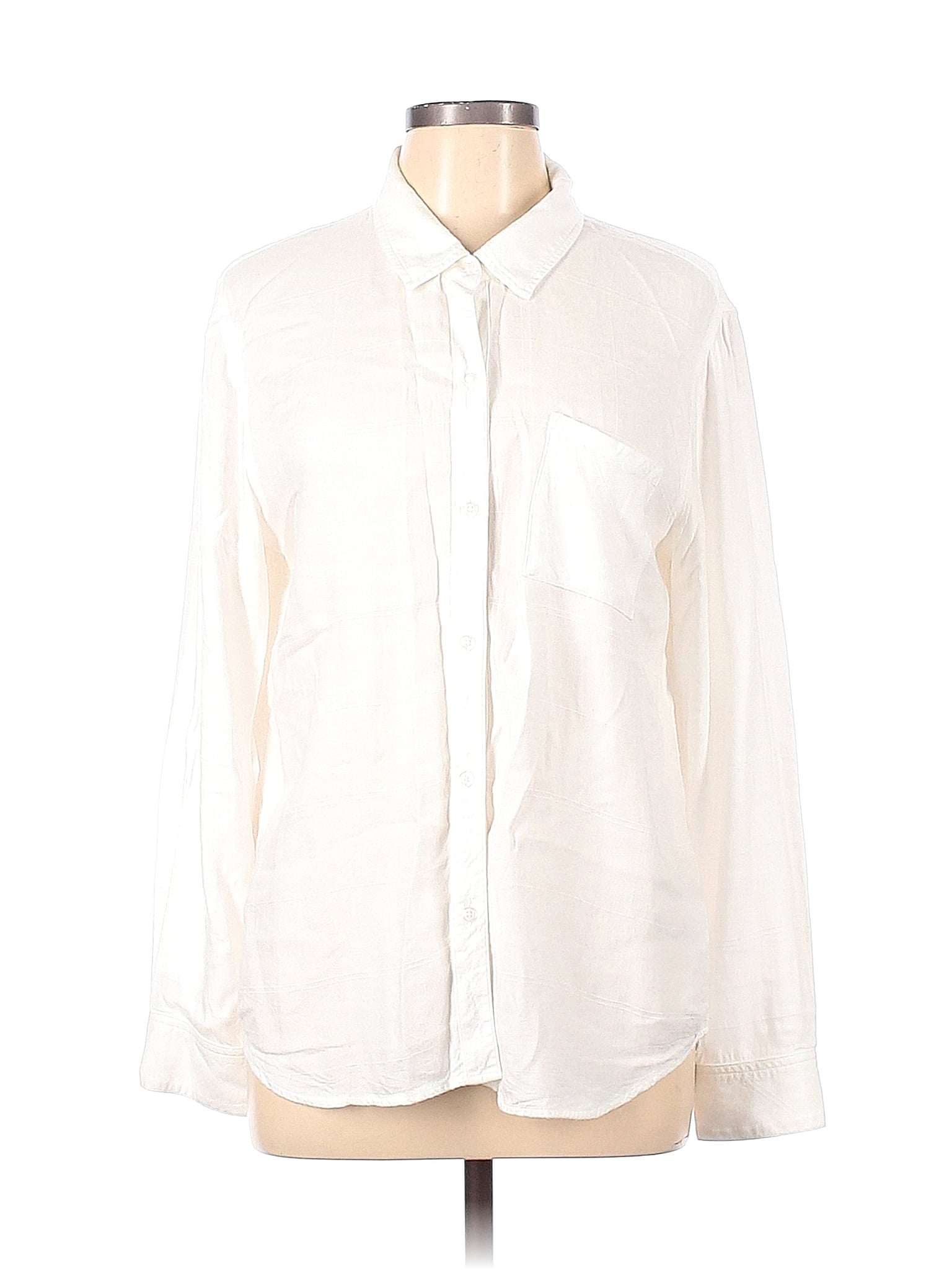 Rails 100% Rayon White Ivory Long Sleeve Button-Down Shirt Size L - 75% off | ThredUp
