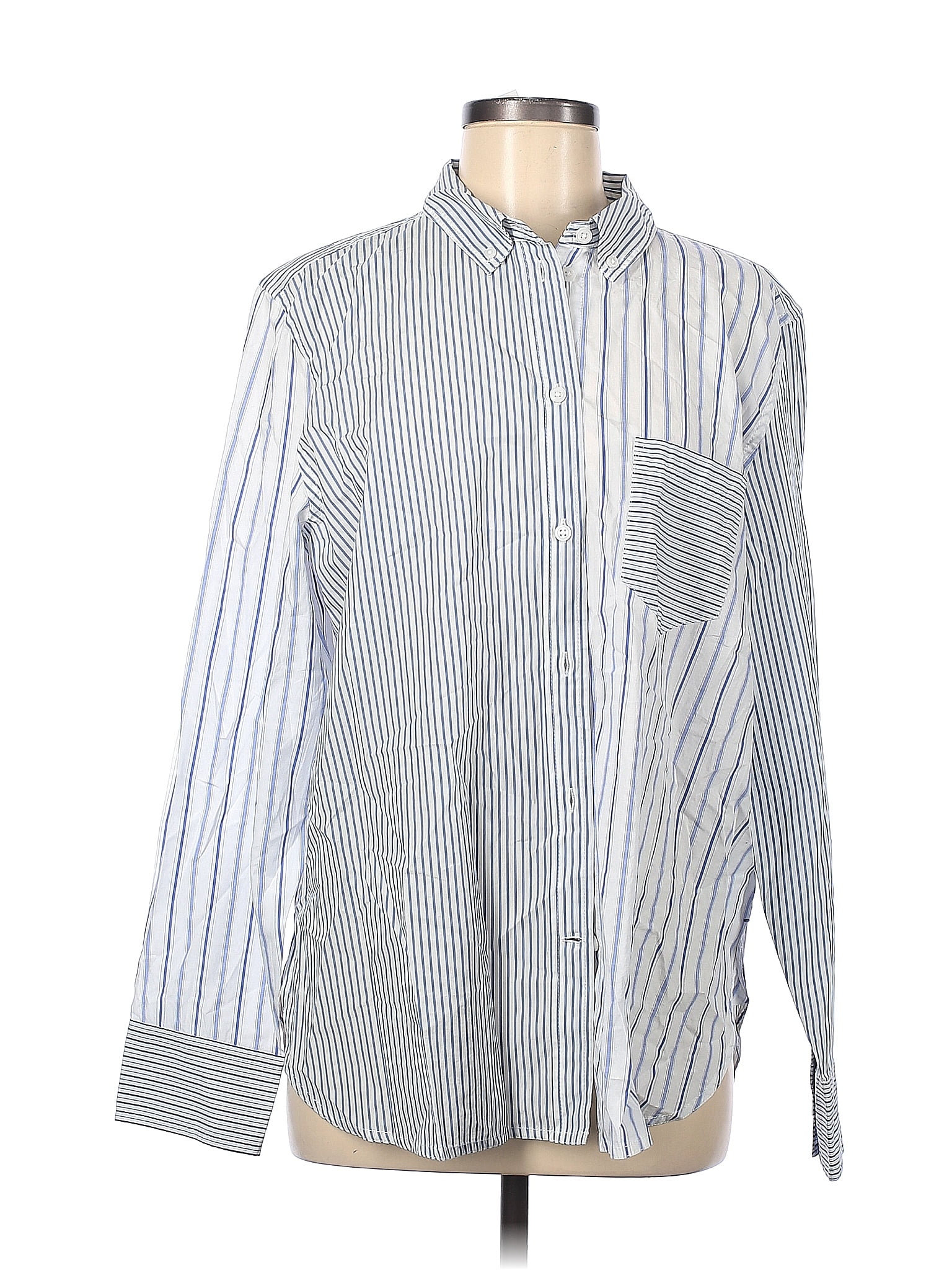J.Crew 100% Cotton Stripes Blue Long Sleeve Button-Down Shirt Size M - 73% off | ThredUp