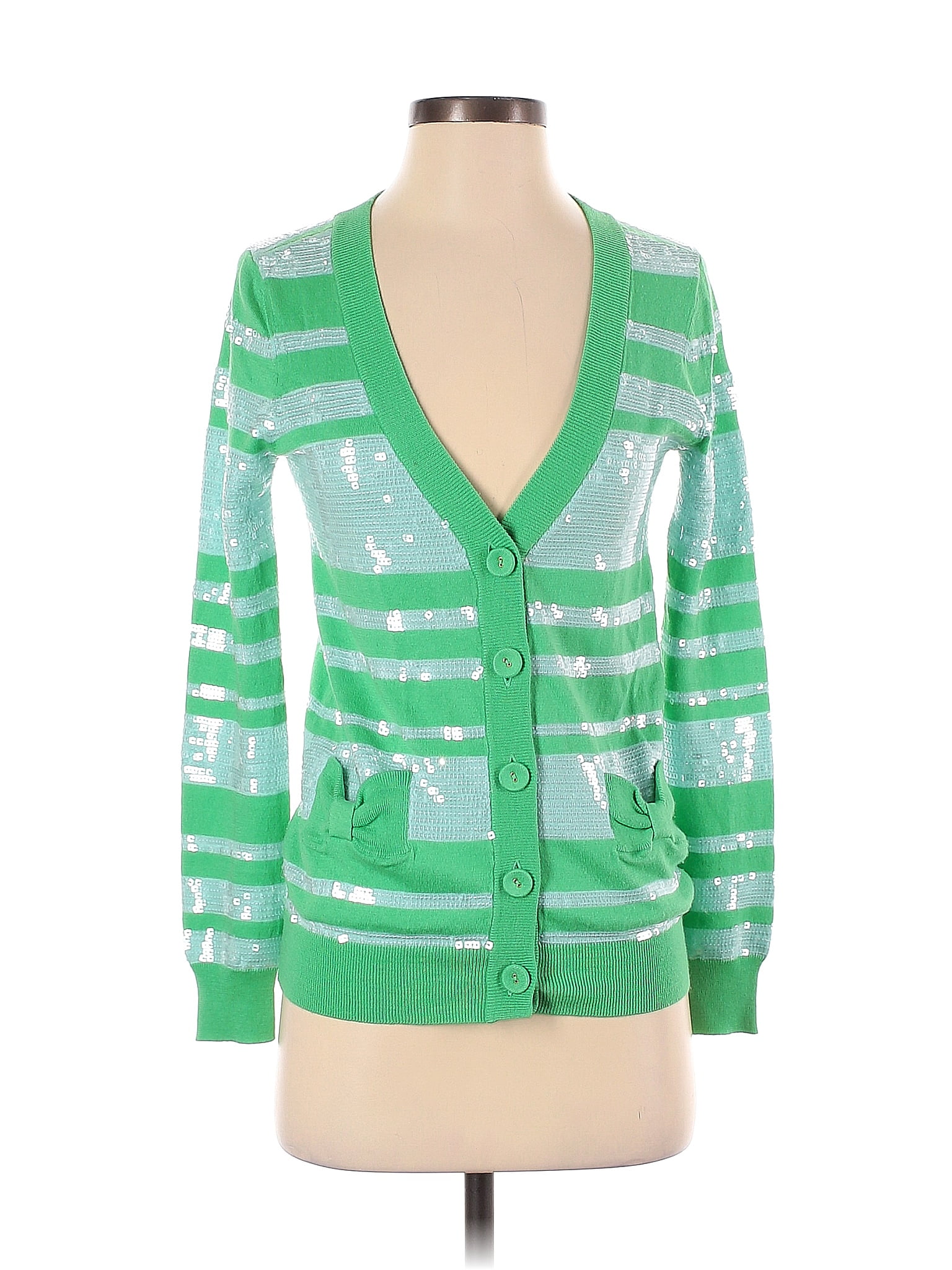 Kate Spade New York Color Block Stripes Green Cardigan Size XS - 78% ...