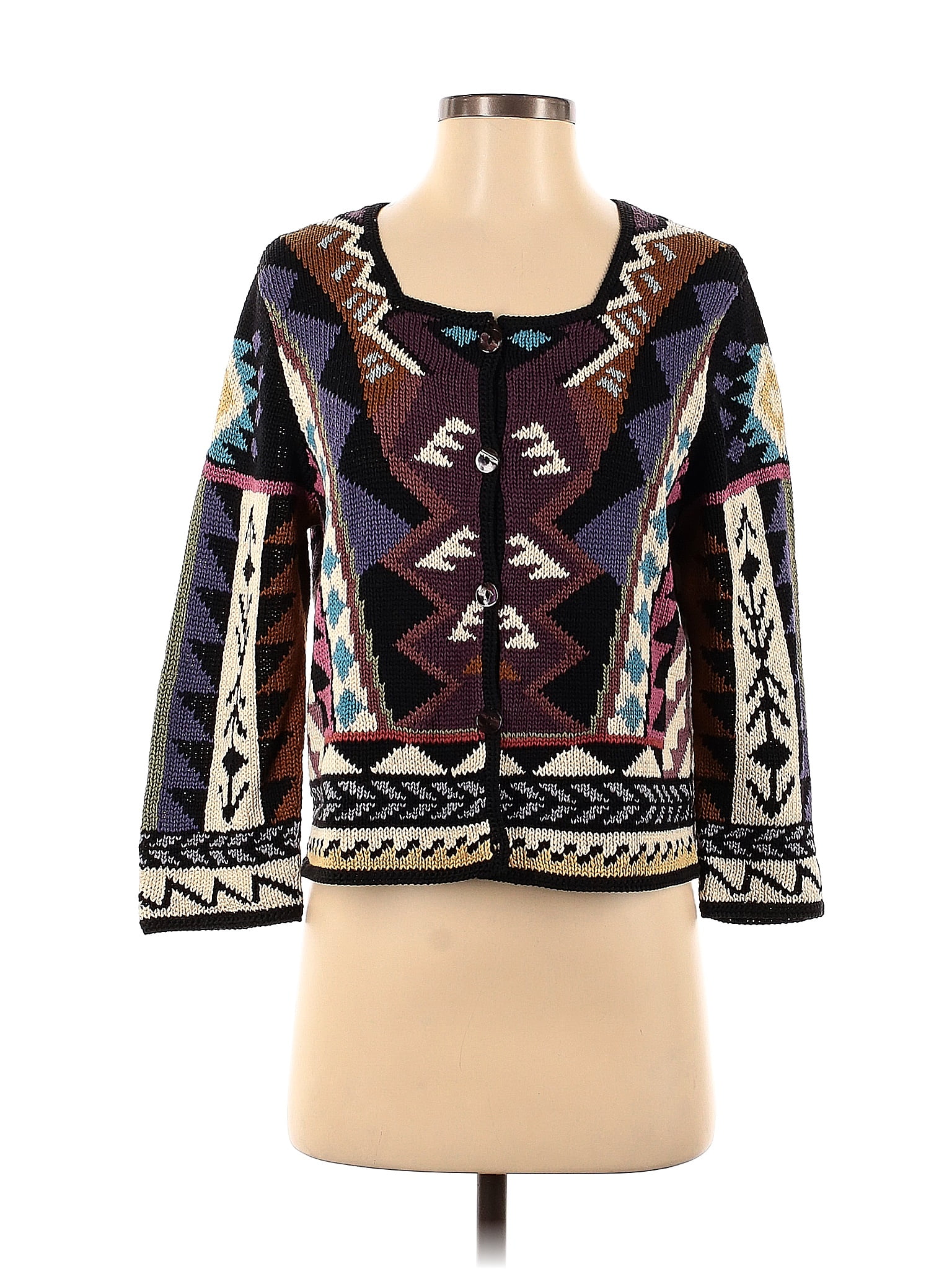 Peruvian Connection 100% Cotton Purple Cardigan Size M - 67% off | thredUP