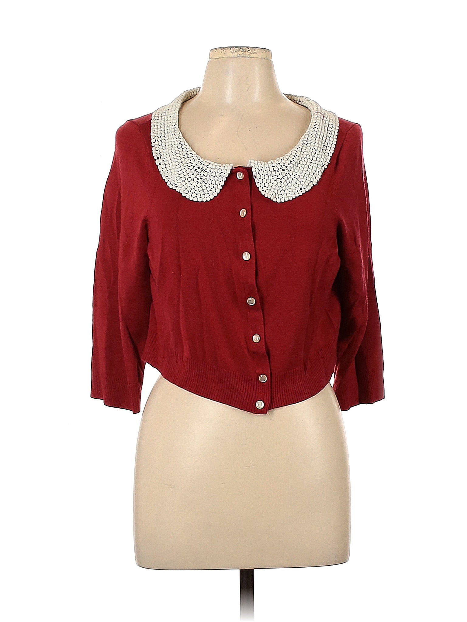 ModCloth Burgundy Cardigan Size 1X (Plus) - 62% off | thredUP