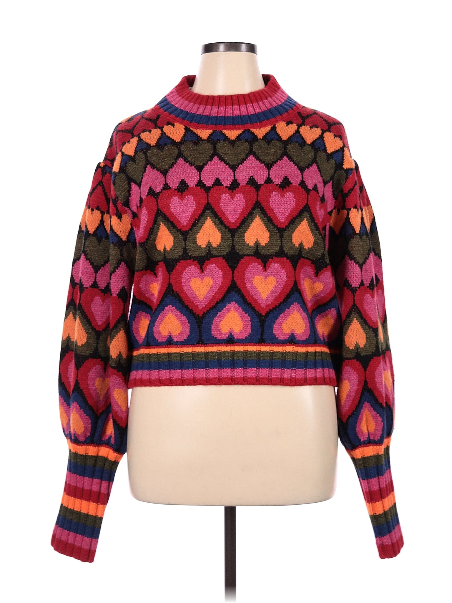 FARM Rio Color Block Multi Color Red Turtleneck Sweater Size XL - 24% ...