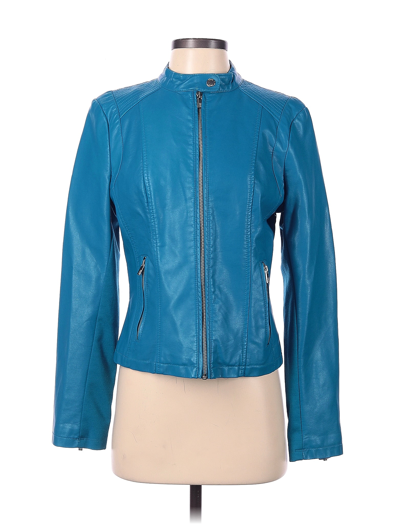 Black Rivet 100% Polyurethane Blue Faux Leather Jacket Size S - 62% off ...