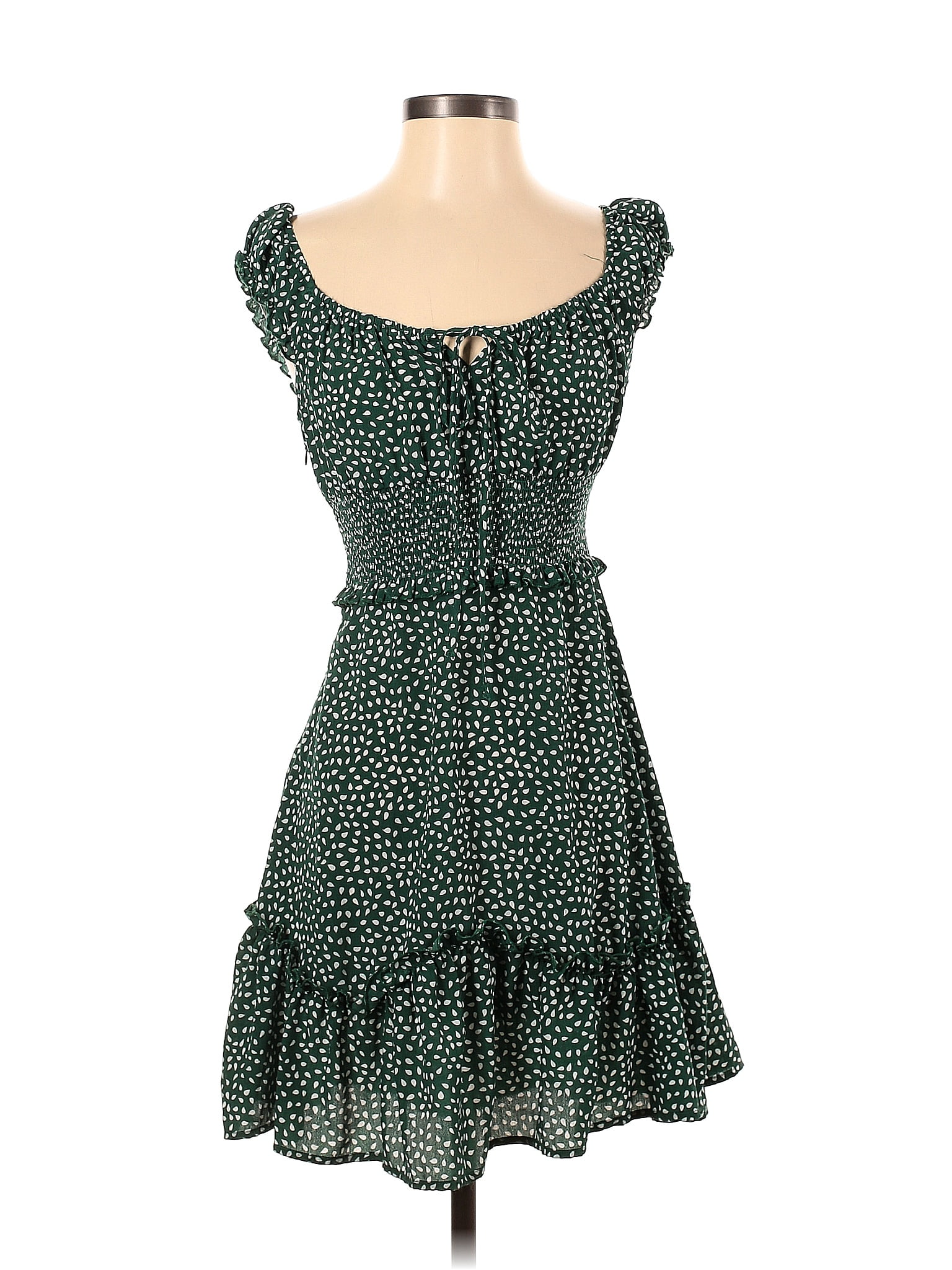 Unbranded 100 Polyester Multi Color Green Casual Dress Size S 54