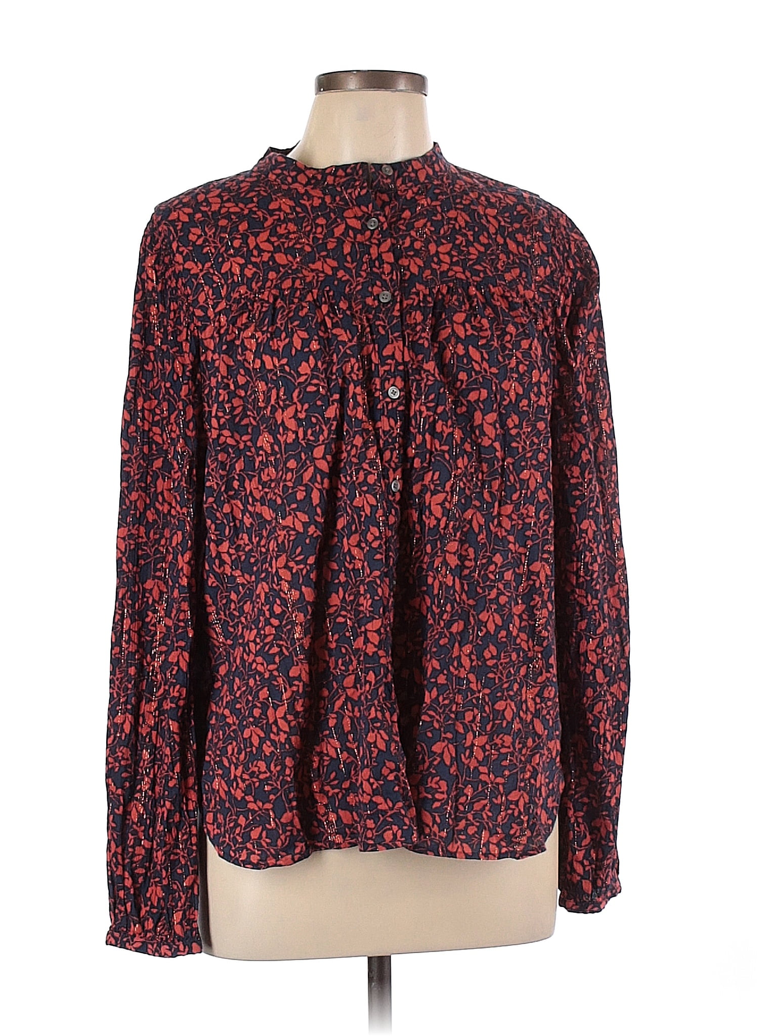 Ann Taylor Loft Floral Red Long Sleeve Blouse Size Xl 67 Off Thredup