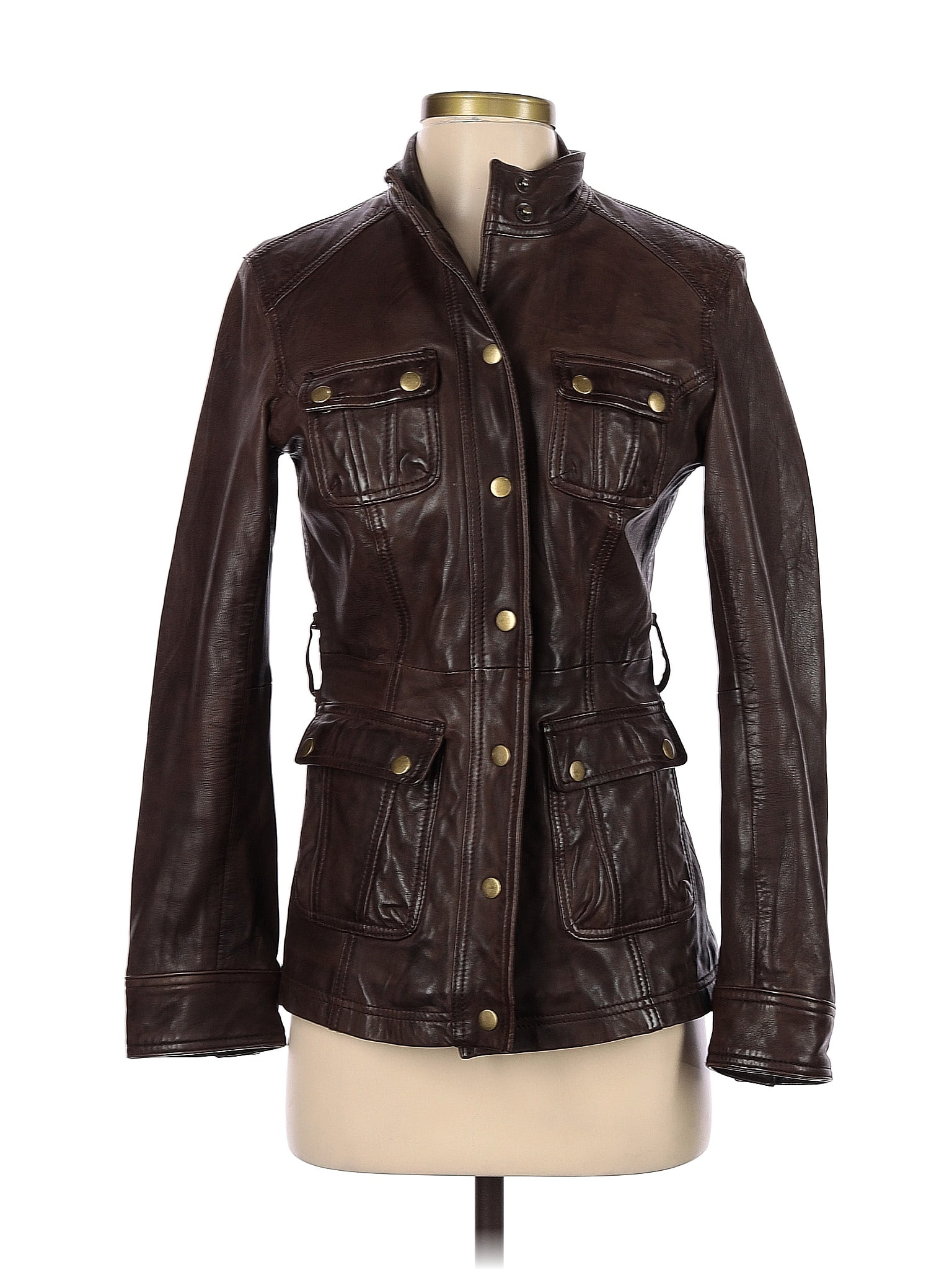 Boden 100% Leather Solid Brown Leather Jacket Size 4 - 67% off | thredUP