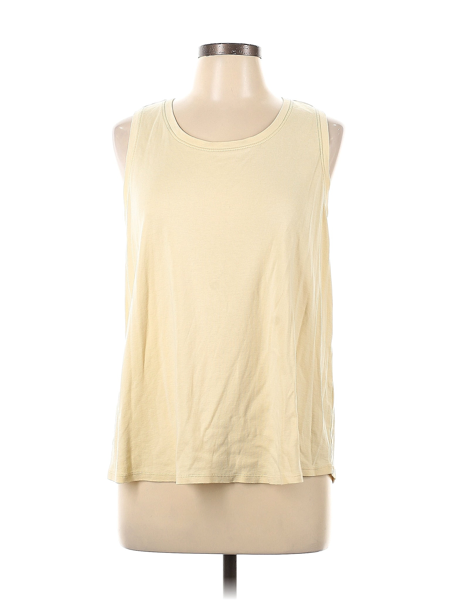 J.Jill 100% Cotton Yellow Ivory Tank Top Size L - 35% off | thredUP