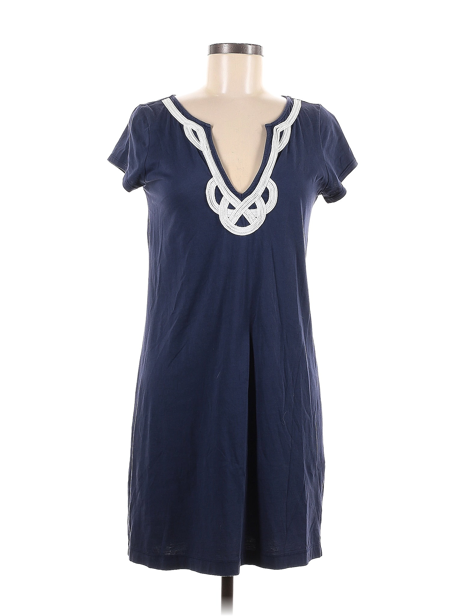 Lilly Pulitzer 100 Cotton Solid Navy Blue Casual Dress Size M 66