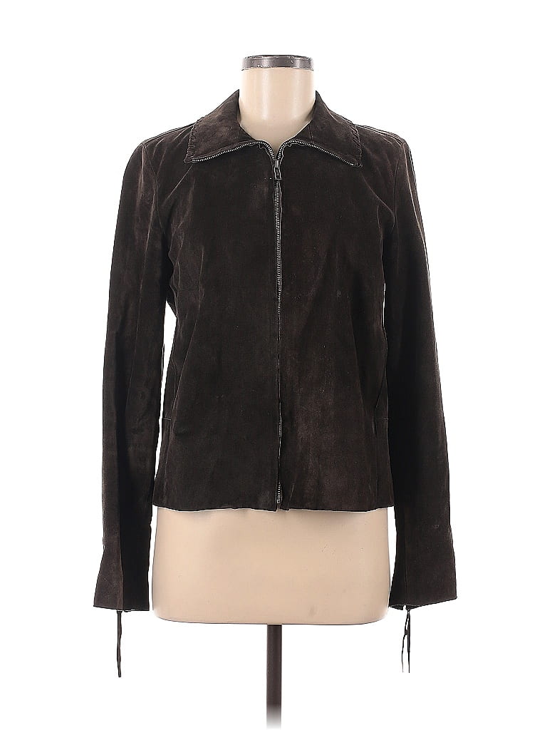 Unbranded 100% Leather Solid Brown Leather Jacket Size M - 69% off | thredUP