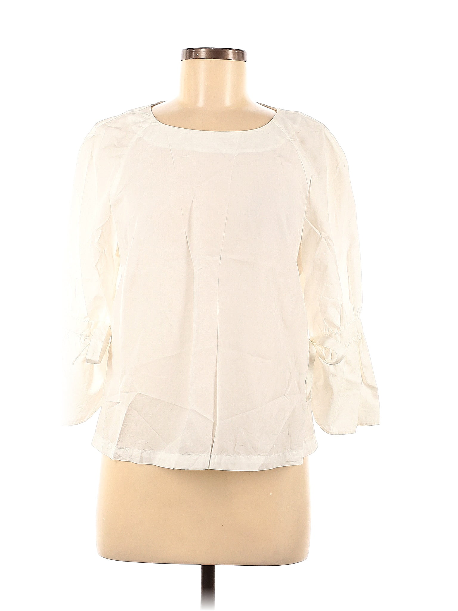 Frame Denim 100 Cotton White Ivory Long Sleeve Blouse Size M 82 Off