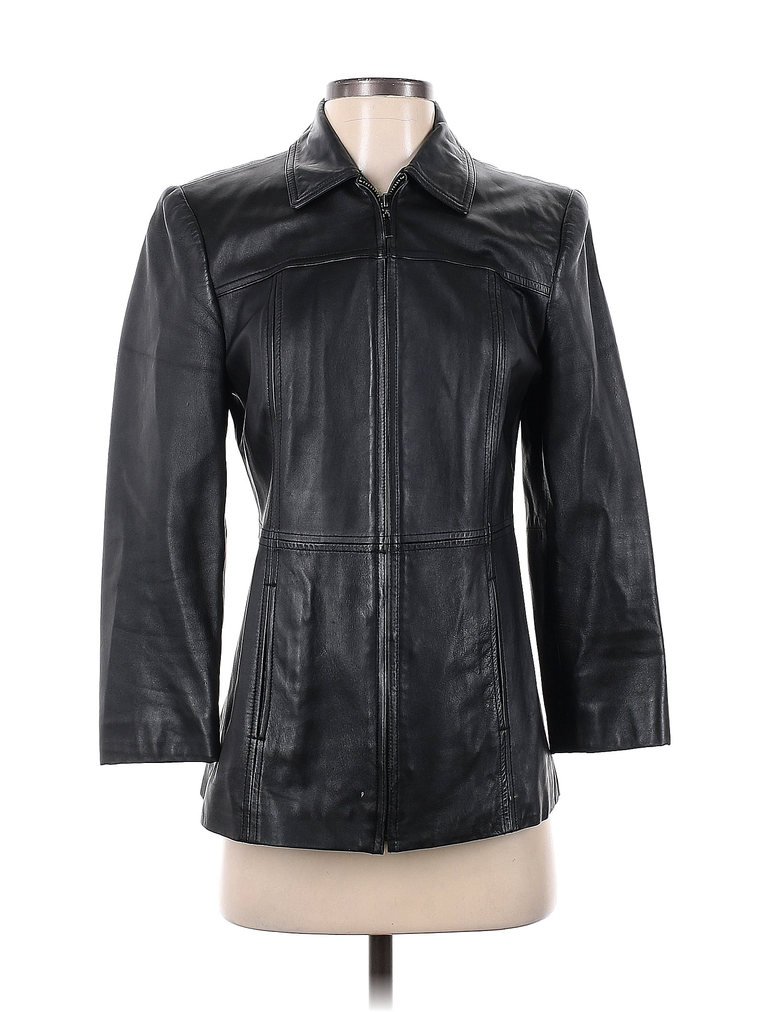 Valerie Stevens 100% Leather Solid Black Leather Jacket Size S (Petite ...